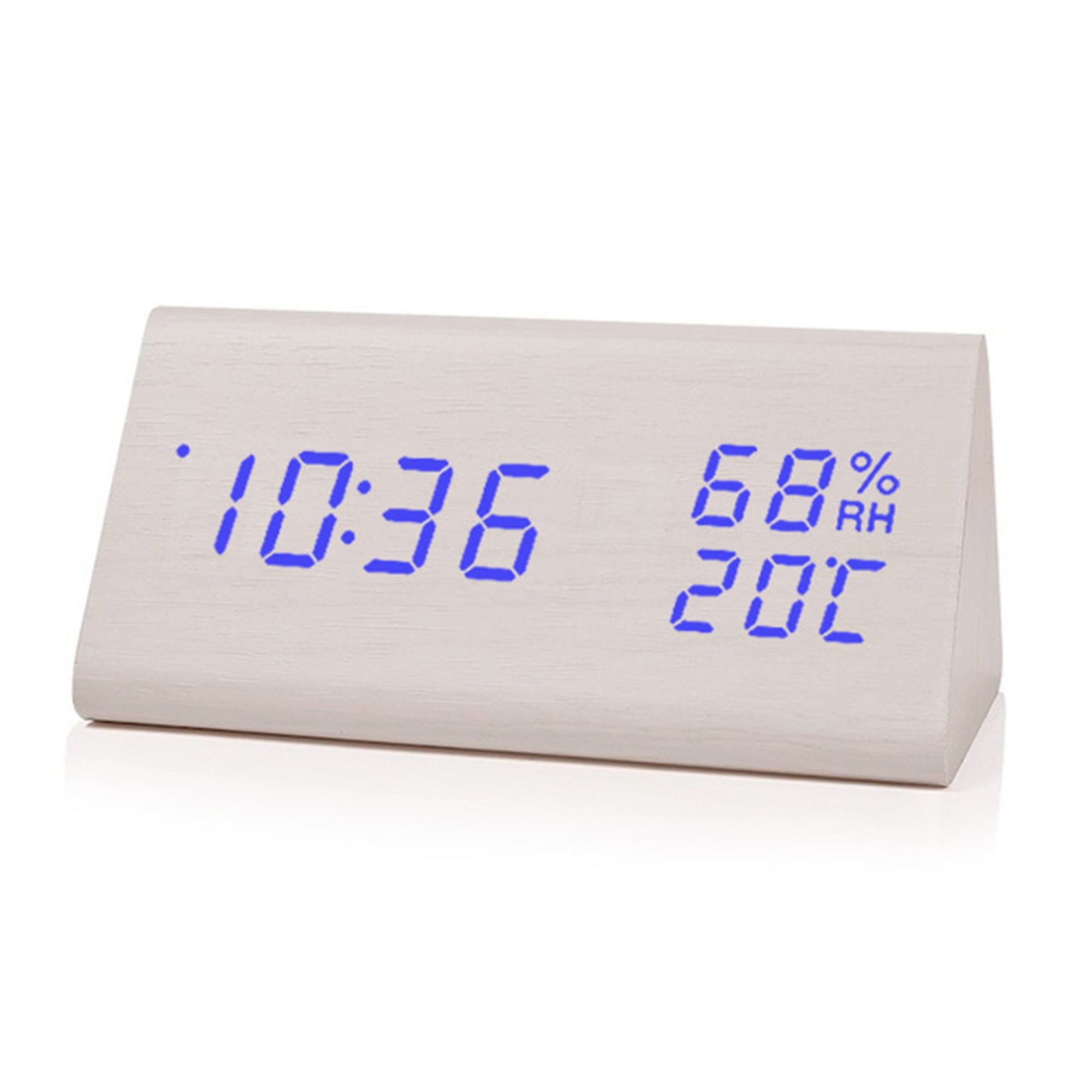 Creative triangle alarm clock, time, temperature, humidity display ...