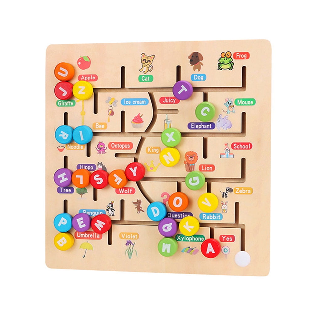 CreativeArrowy Montessori Wooden Alphabet Puzzles Set Maze Spelling ...