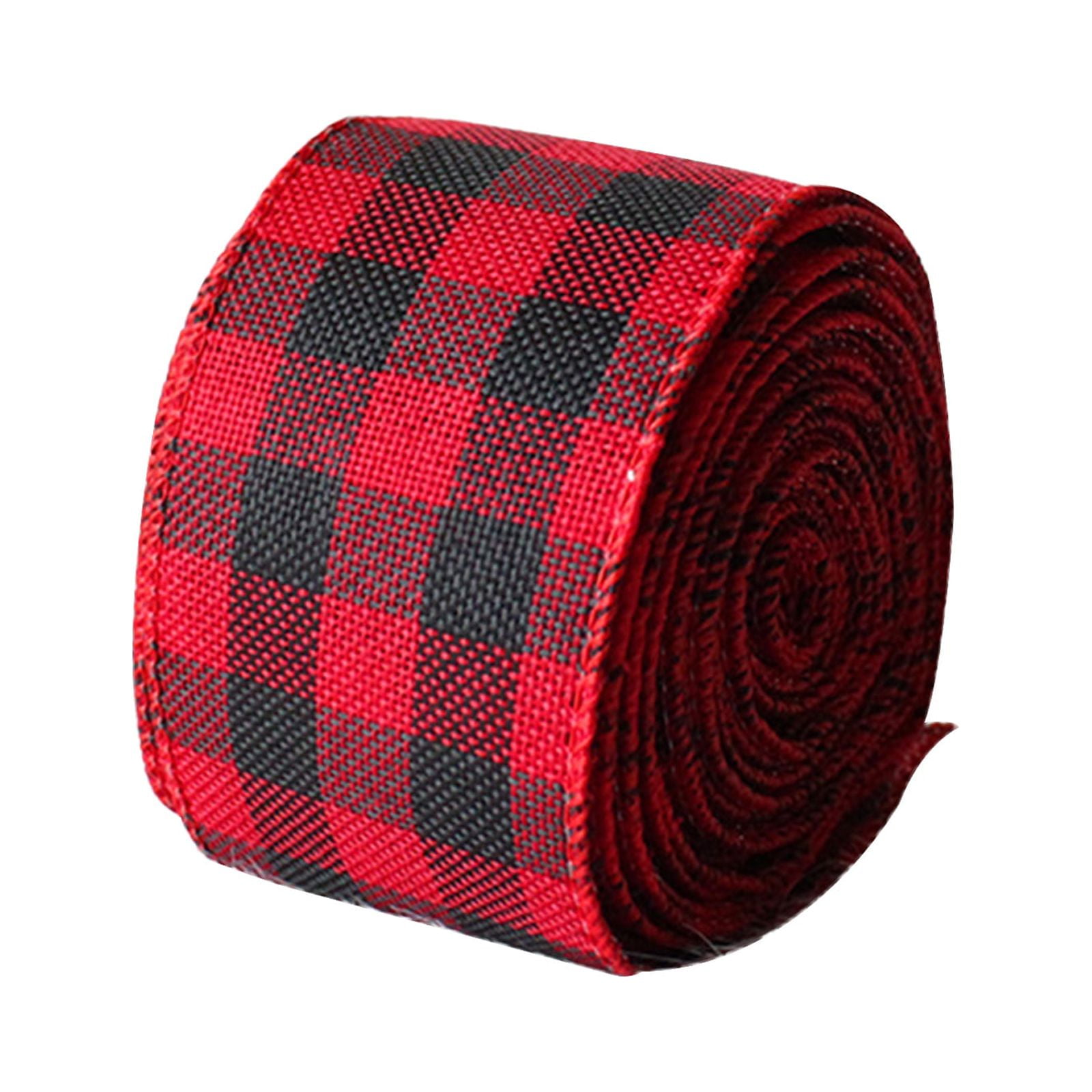 CreativeArrowy Wired Edge Ribbons, 16ft*1.97in Black Red Plaid Ribbon ...