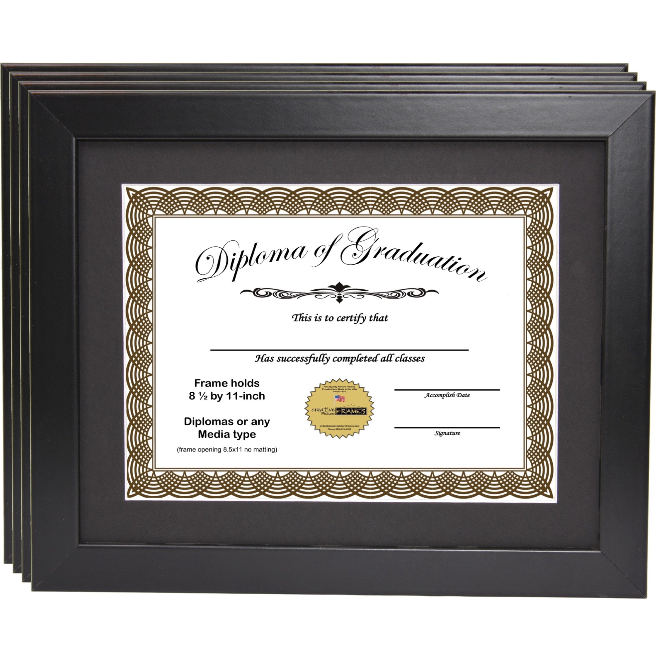 CreativePF [11x14bk] Black Diploma Frame with 11x14-inch White Mat to ...
