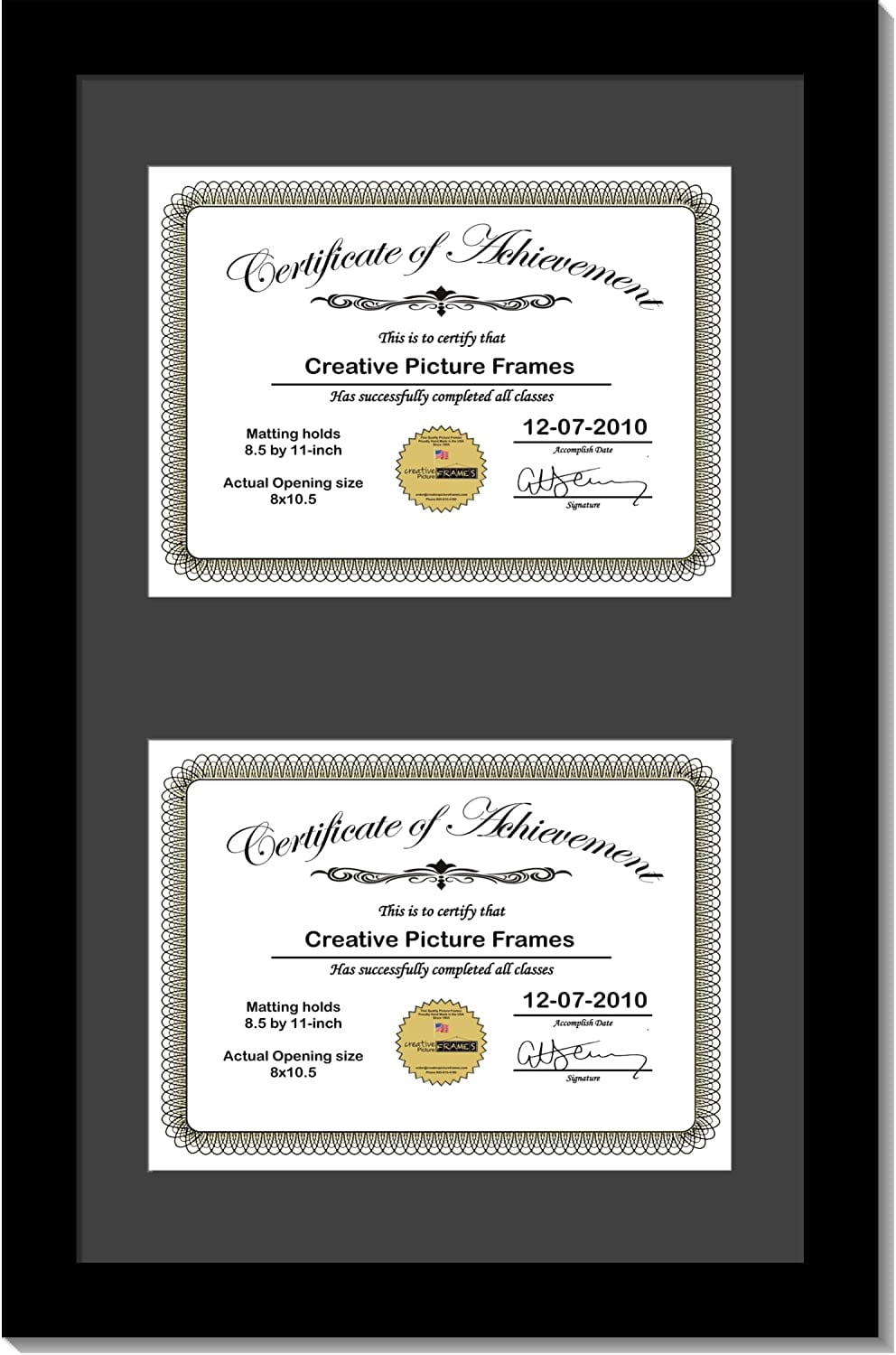 CreativePF [14x20bk-b] Black Vertical Double Diploma Frame with 2 ...