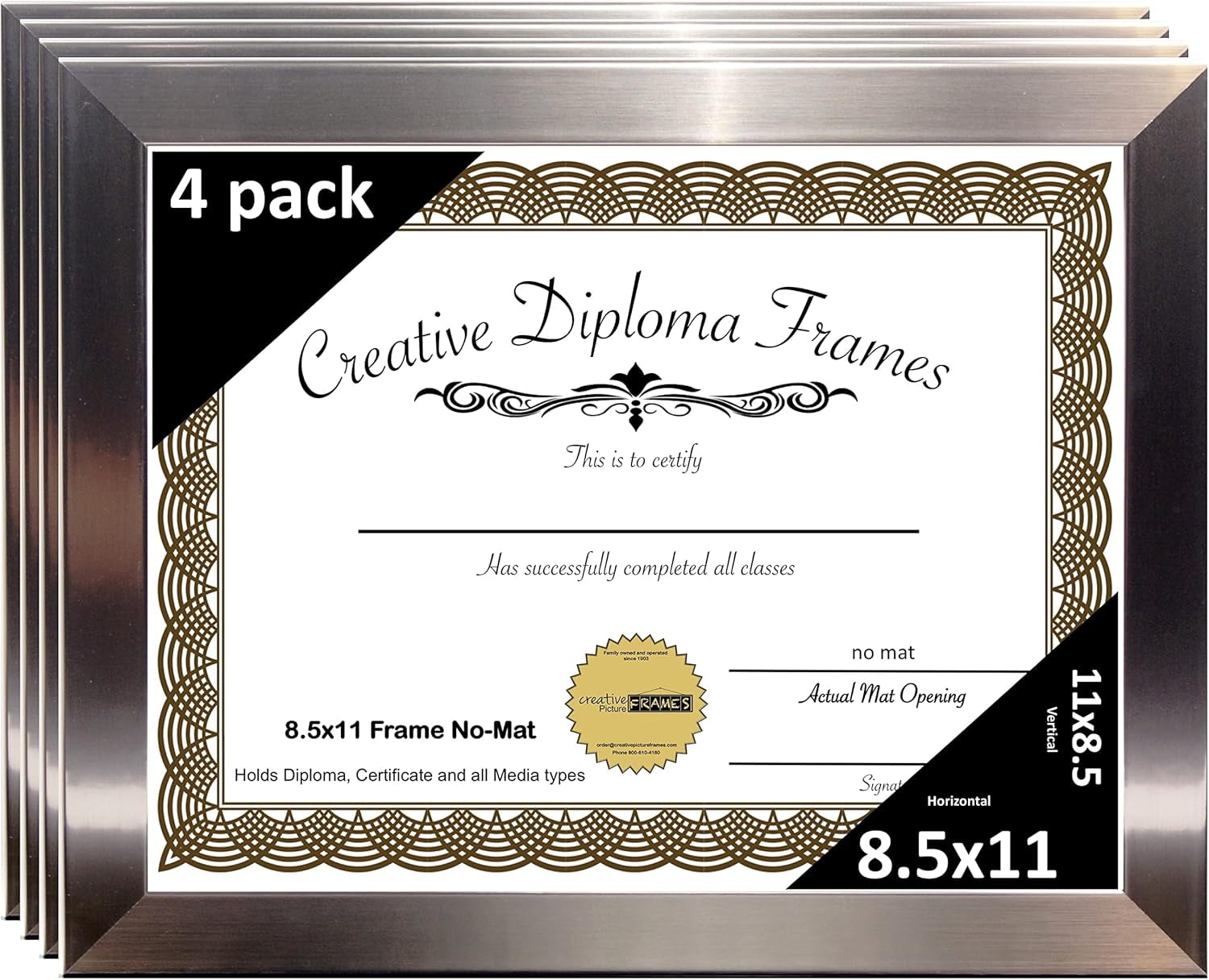 CreativePF [6I9P-8.5x11ss] Stainless Steel Document Frame Displays 8.5 ...