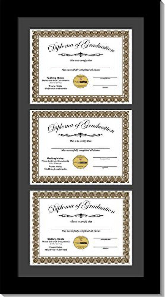 CreativePF [6x8-3-10x20bk-b] Black Triple Diploma Frame with 3 Opening ...