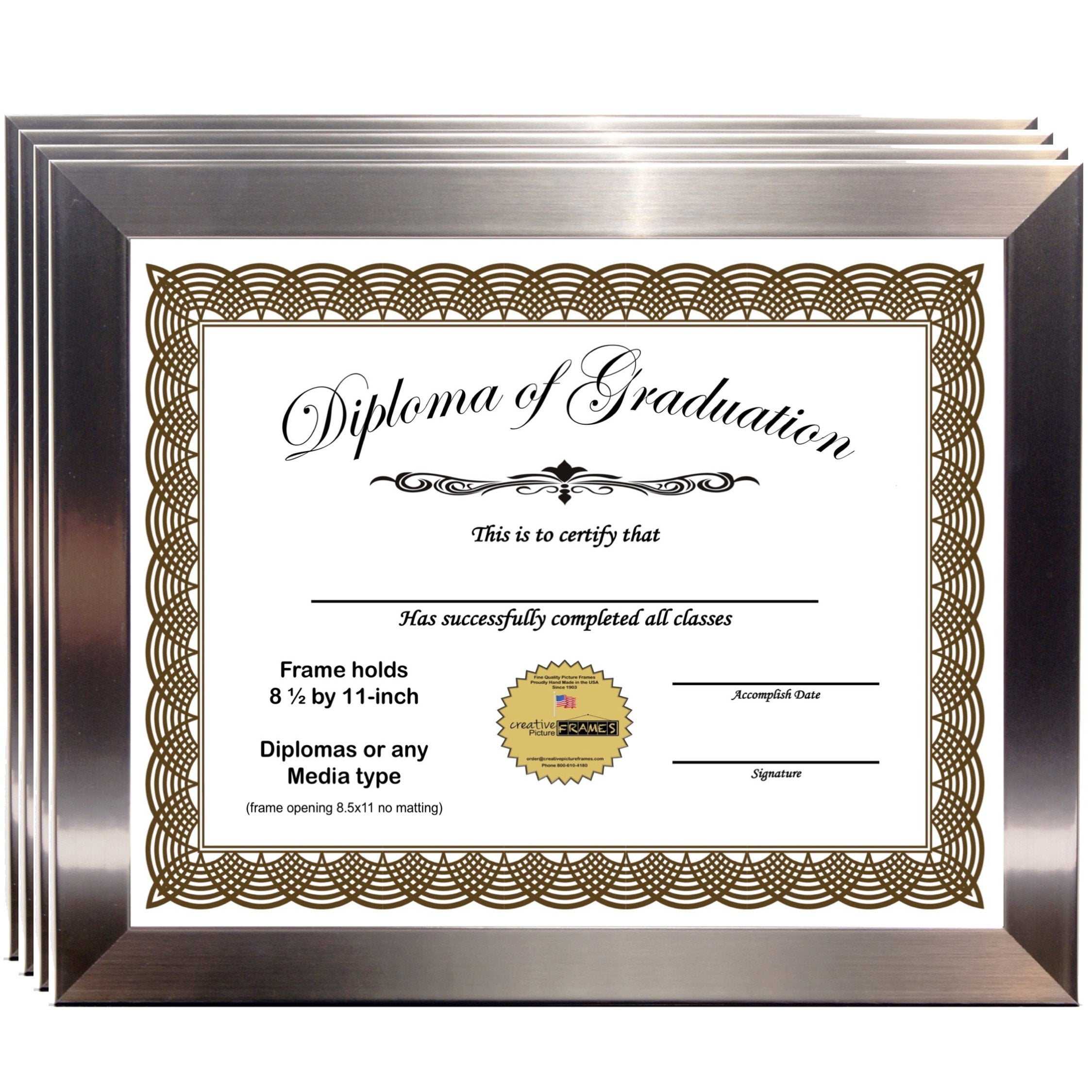 CreativePF [8.5x11ss] Stainless Steel Finish, Diploma Frame, Holds 8.5 ...