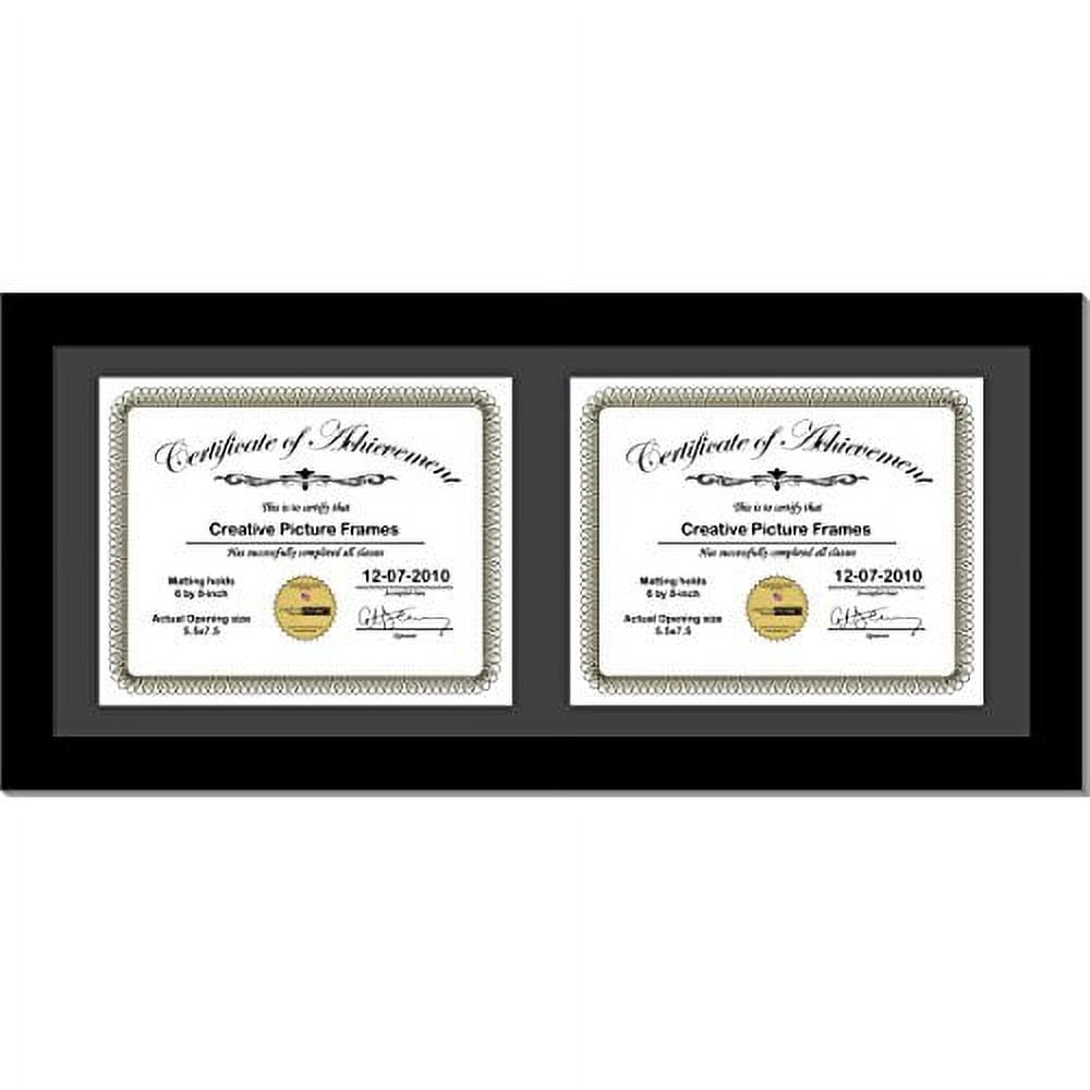 Creative Picture Frames, Black Horizontal Double Diploma Frame, 8x18 ...