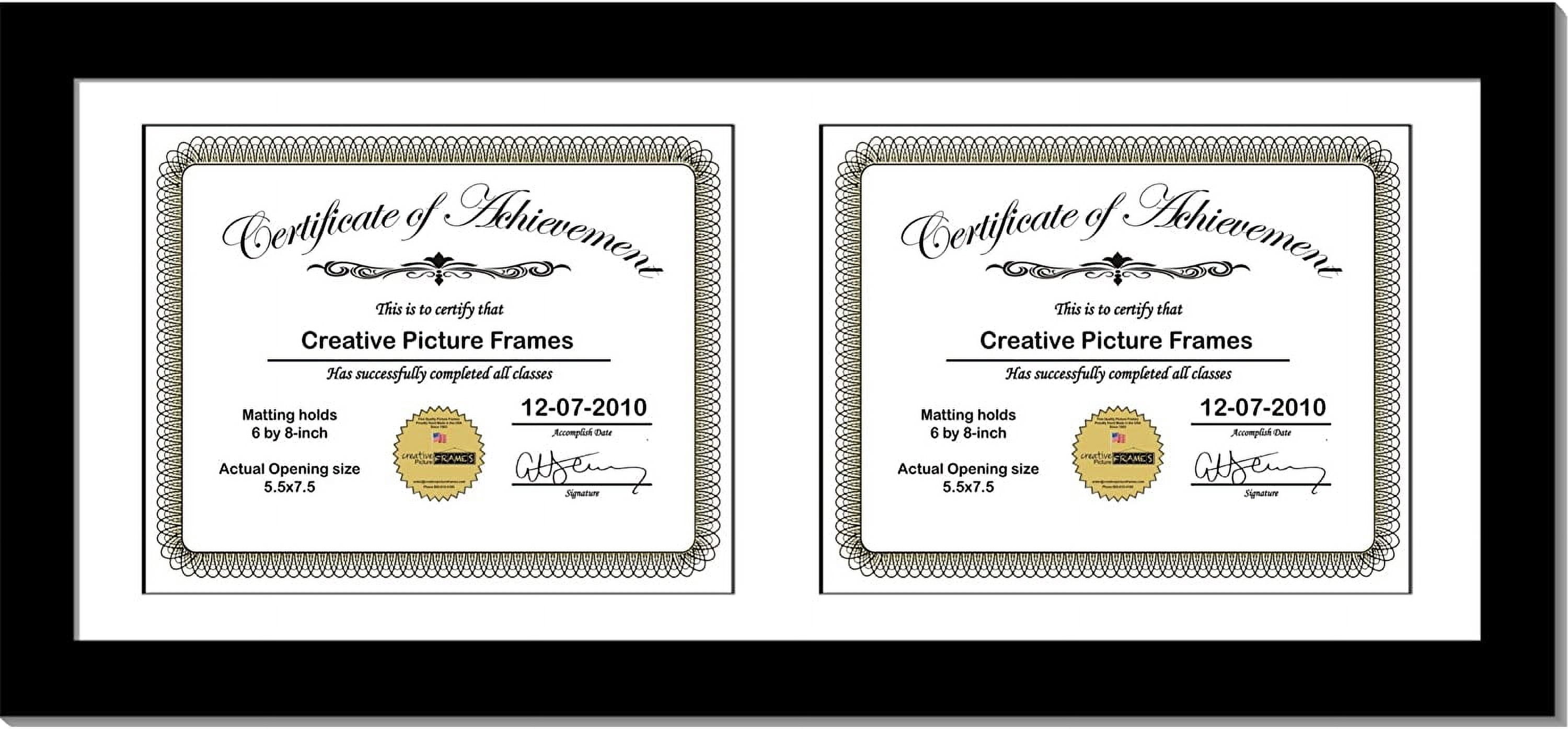 CreativePF [8x18bk-w] Black Horizontal Double Diploma Frame with 2 ...