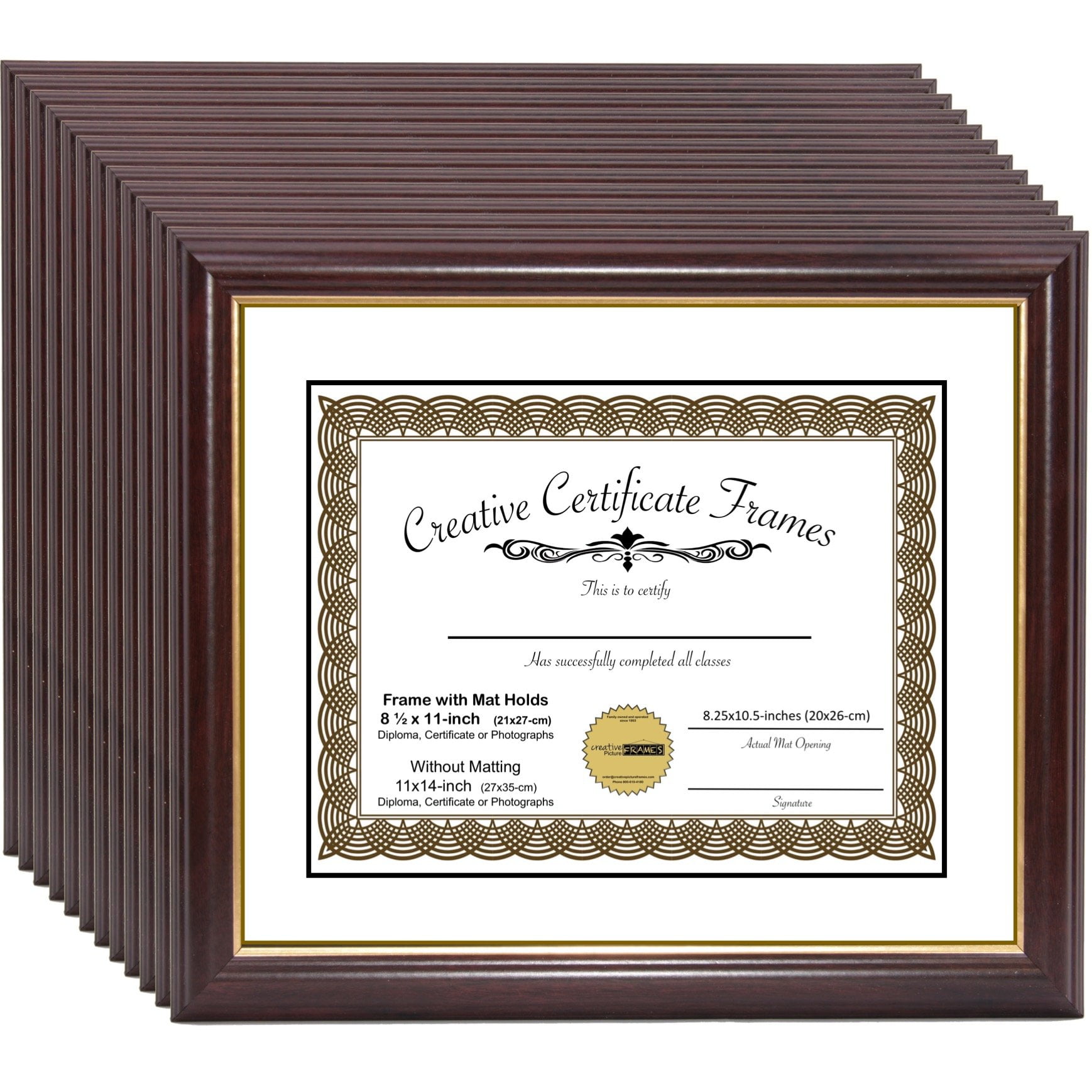 CreativePF [9297-11x14mh/gd] Mahogany Certificate Frame Displays 8.5 ...
