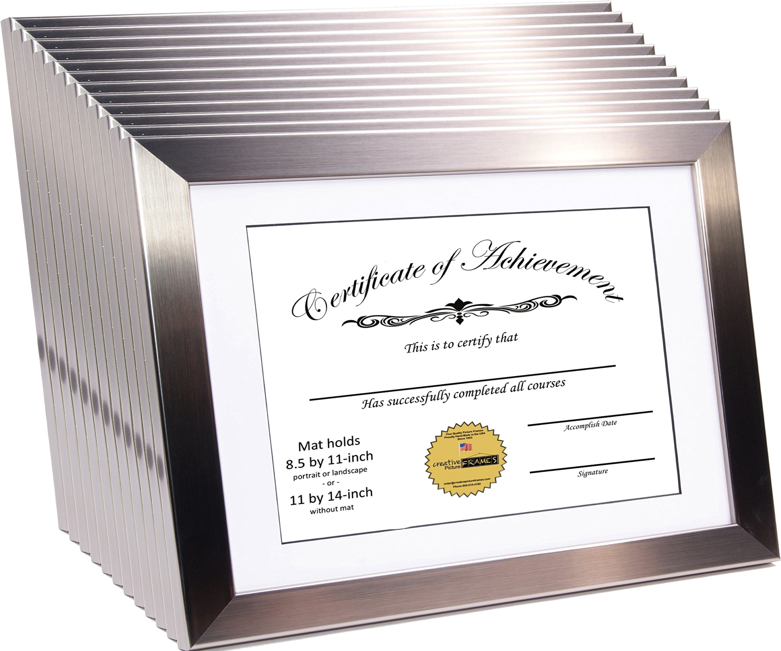CreativePF [Y8SH-11x14ss-w] Stainless Steel Document Frame Displays 8.5 ...
