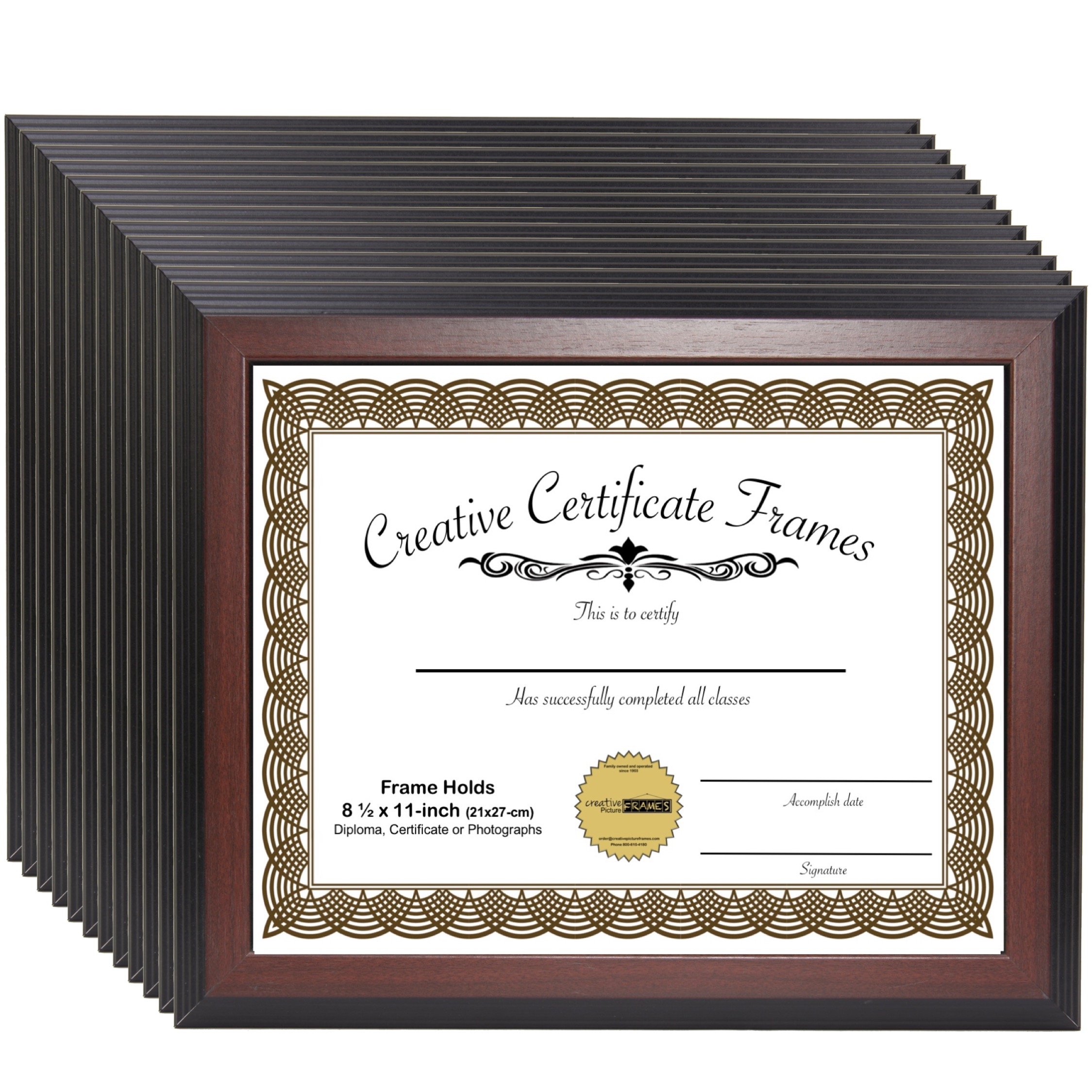 CreativePF [ZTQP-8.5x11mh] Mahogany Document Frame Displays 8.5 by 11-inch Certificate ...