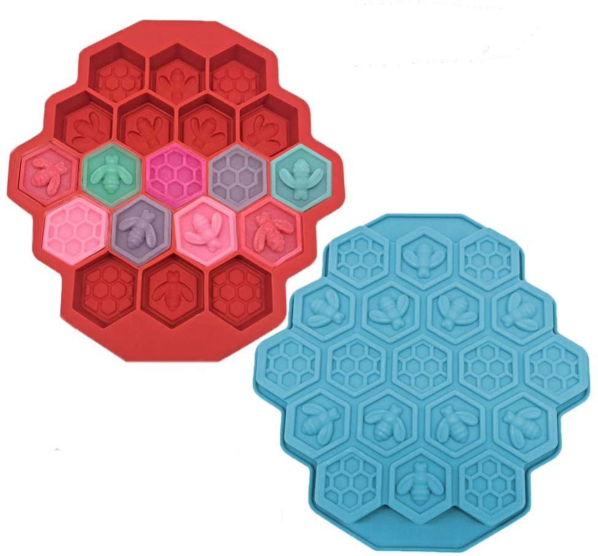 Creativee 2Pcs 19 Cavities Honeycomb Bees Silicone Cake Mould Soap DIY ...