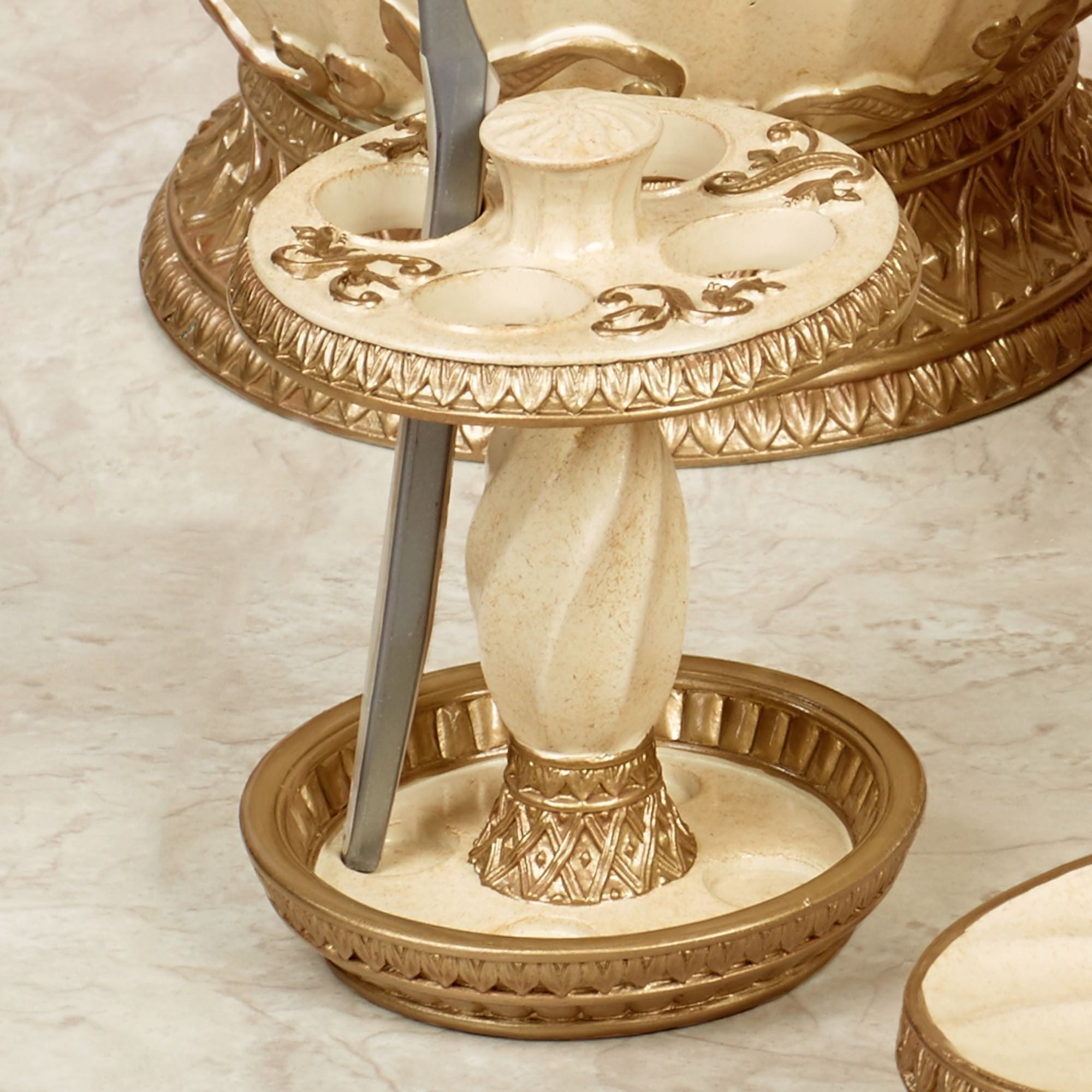 Creatively Designed Products Pearl And Gold Toothbrush Holder, Resin, 4 ...