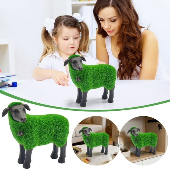 Creatives Bells-Adorned Flocked Sheep Resin Ornament Black-Face Green ...