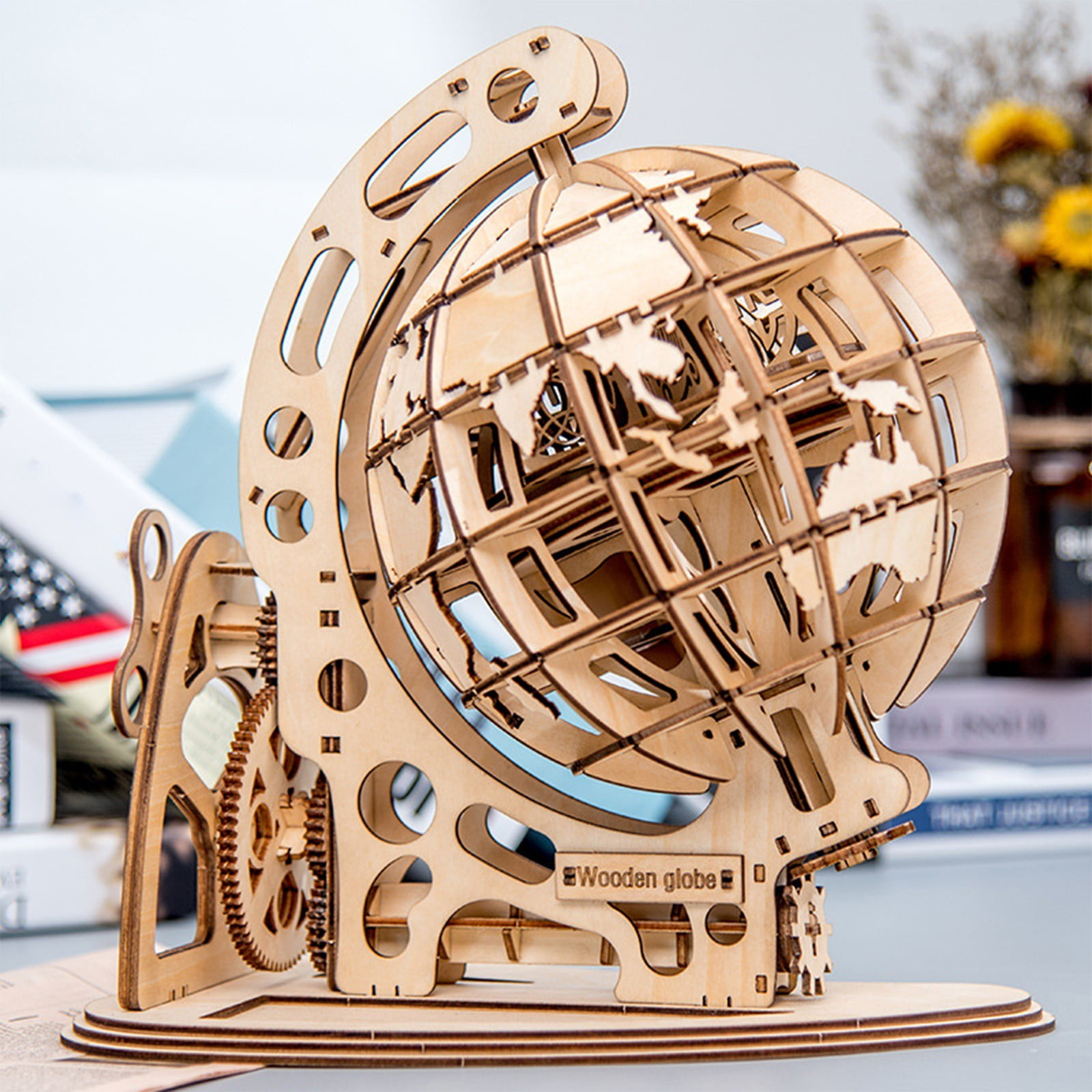 Creatives Wooden Stand World Globe for Adults & Kids,3d Assembly Crafts ...