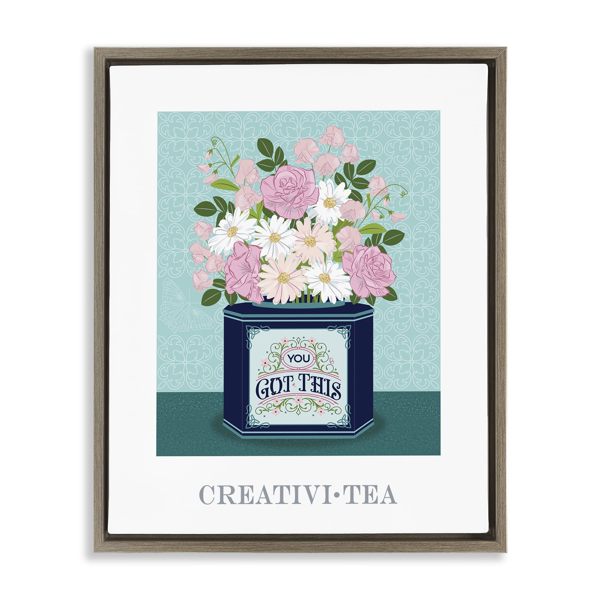 Stupell Industries Creativi-tea with Encouraging Message Brown Framed ...