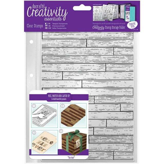 Creativity Essentials A5 Clear Stamps, Wooden Board Background ...