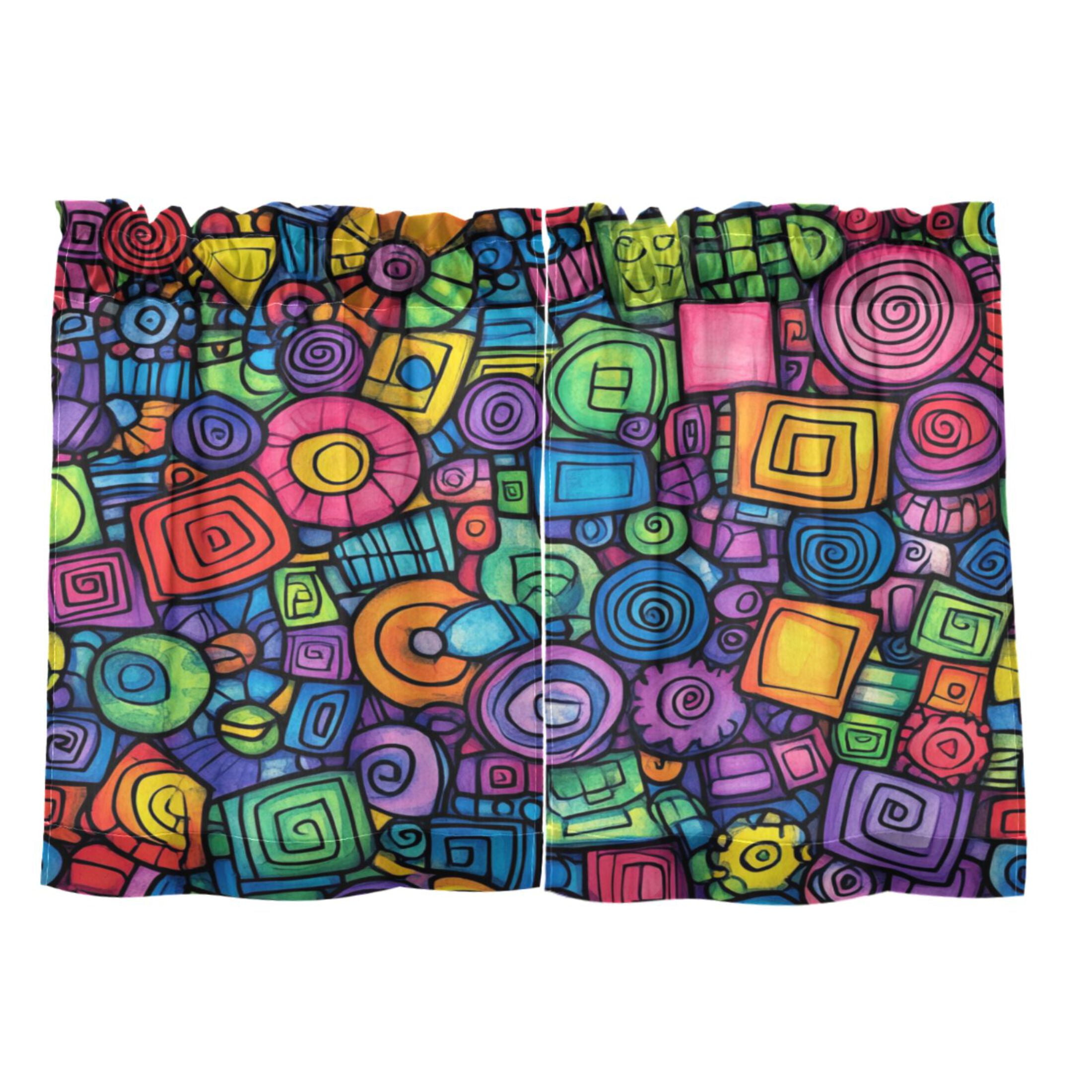 Creativity Images 27"x24" Linen Look Cafe Curtain Set with Privacy and ...