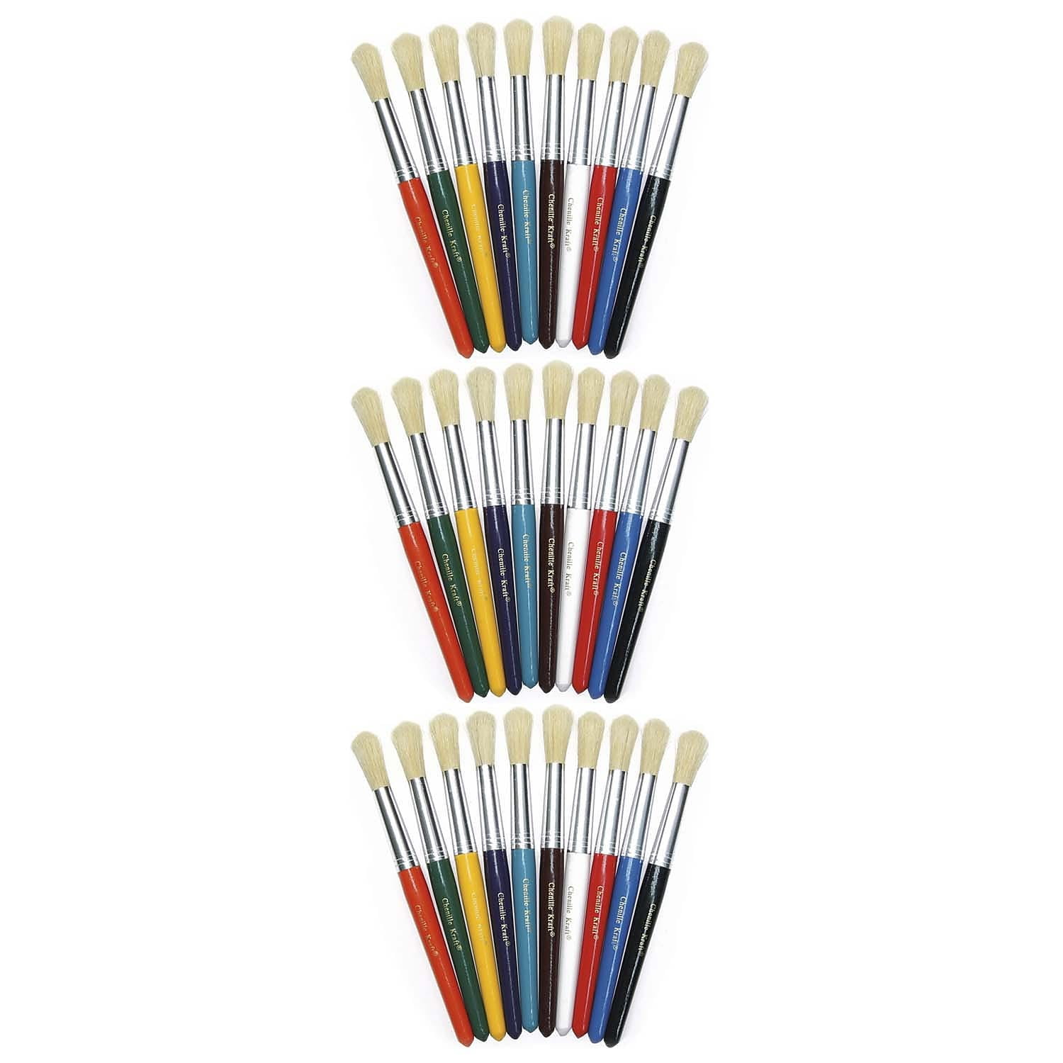 Beginner Paint Brushes, Round Stubby Brushes, 10 Assorted Colors, 7.5 ...