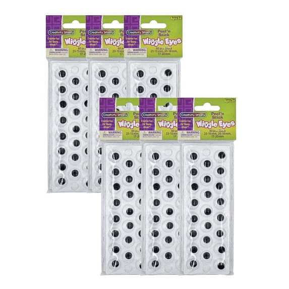 Creativity Street Peel & Stick Wiggle Eyes on Sheets Black Assorted ...