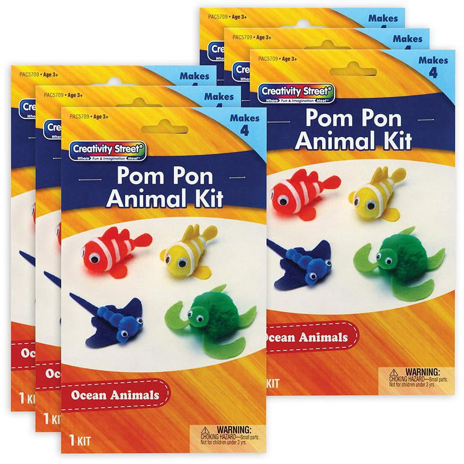 Creativity Street Pom Pon Animal Kit, Ocean Animals, Assorted Sizes, 4 ...