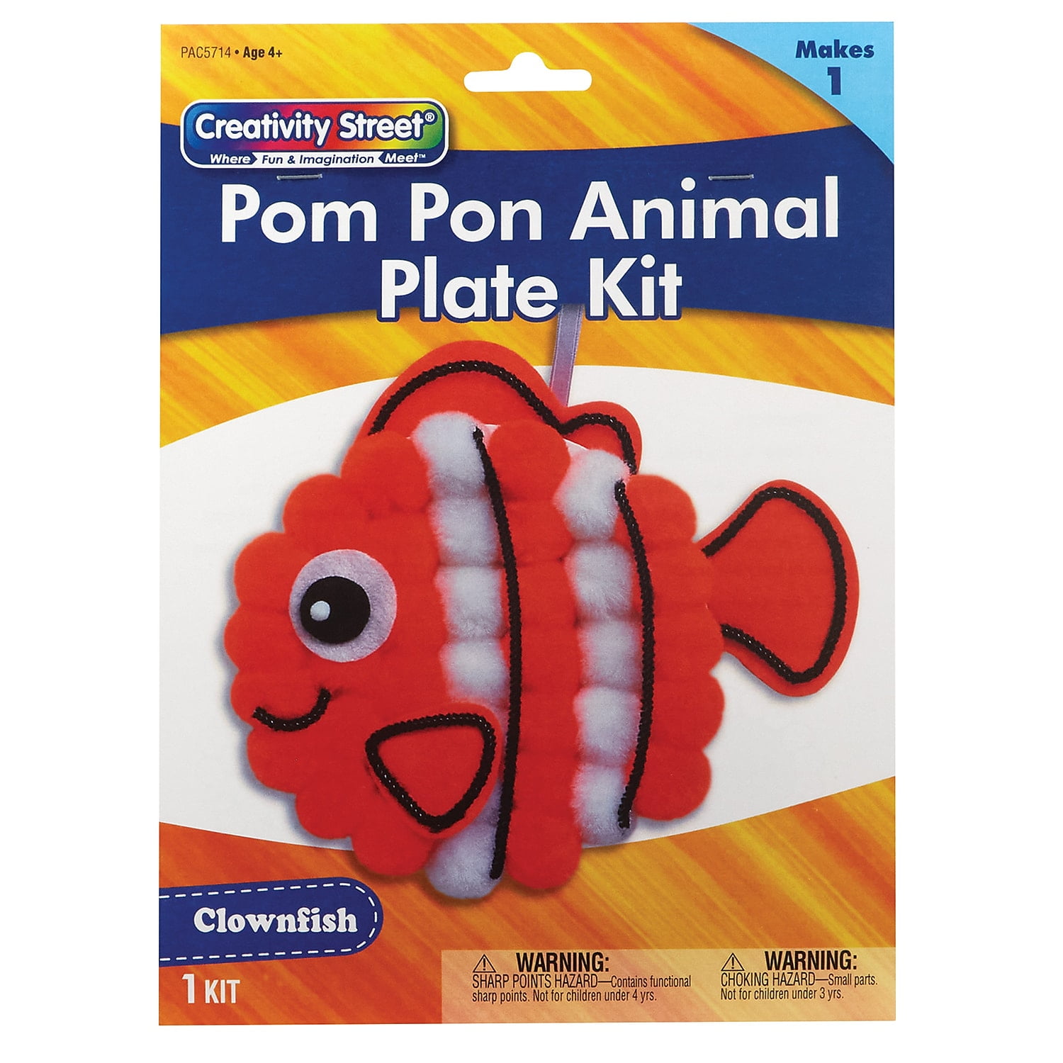 Creativity Street Pom Pon Animal Plate Kit - Clownfish - Walmart.com