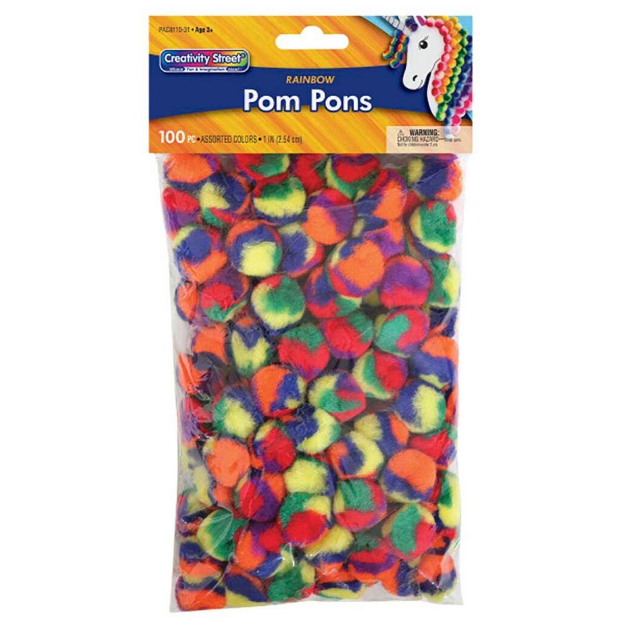 Creativity Street Pom Pons, 1", Rainbow Colors 100/Pkg. - Walmart.com