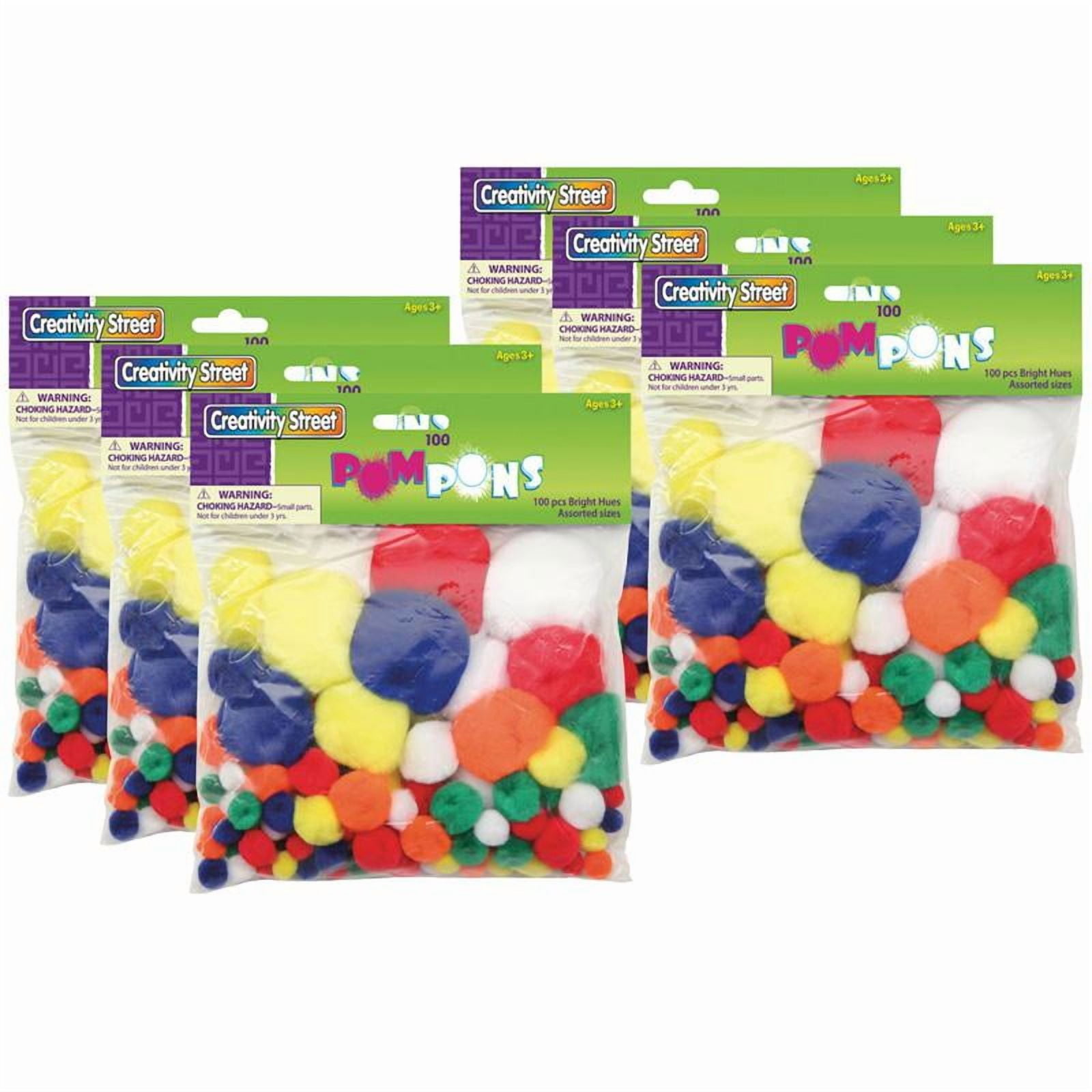 Creativity Street Pom Pons, Bright Hues, Assorted Sizes, 600 Pieces ...