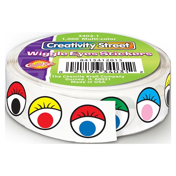 Creativity Street® Wiggle Eyes Stickers on a Roll, Multicolor, 2 Packs ...
