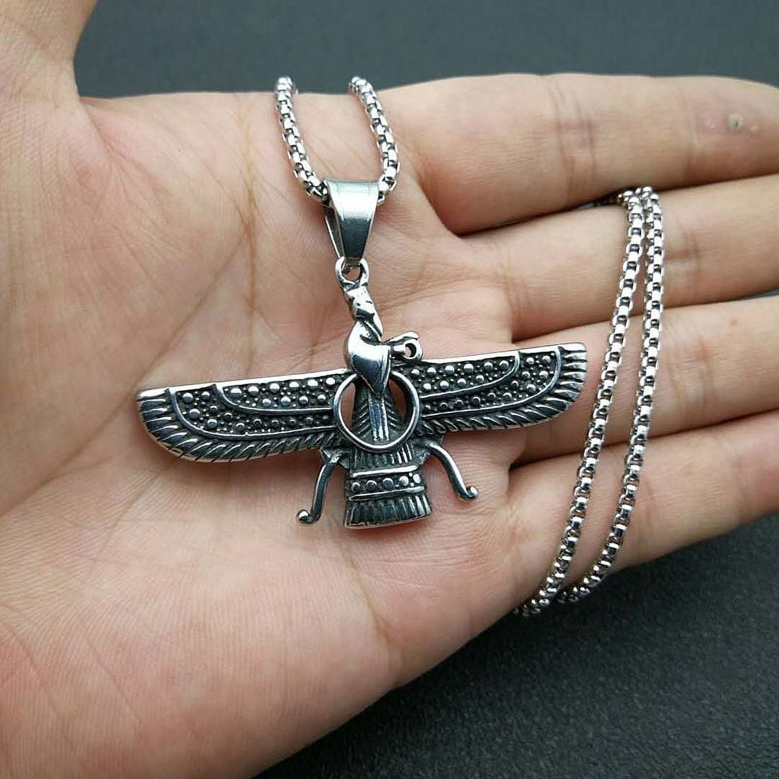 Creativity Zoroastrianism 14K White Gold Old Man Bird Pendant Necklace ...