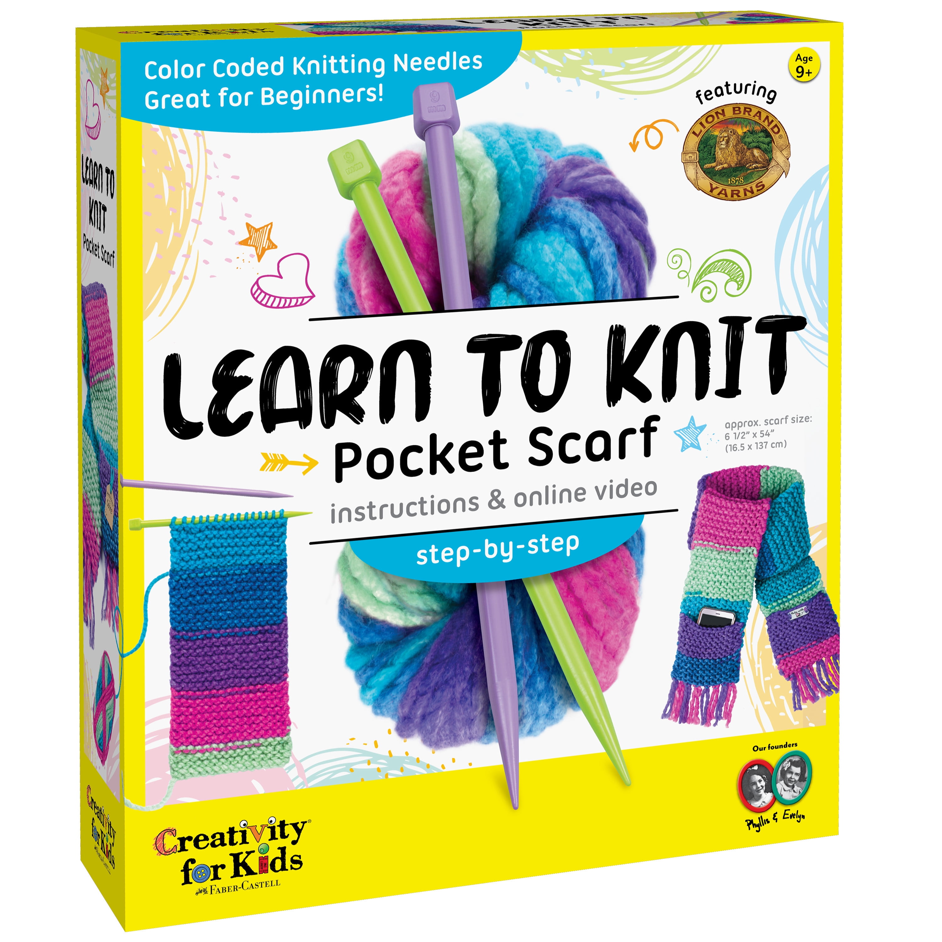 Creativity for Kids Learn to Knit Pocket Scarf- Child, Beginner Craft ...