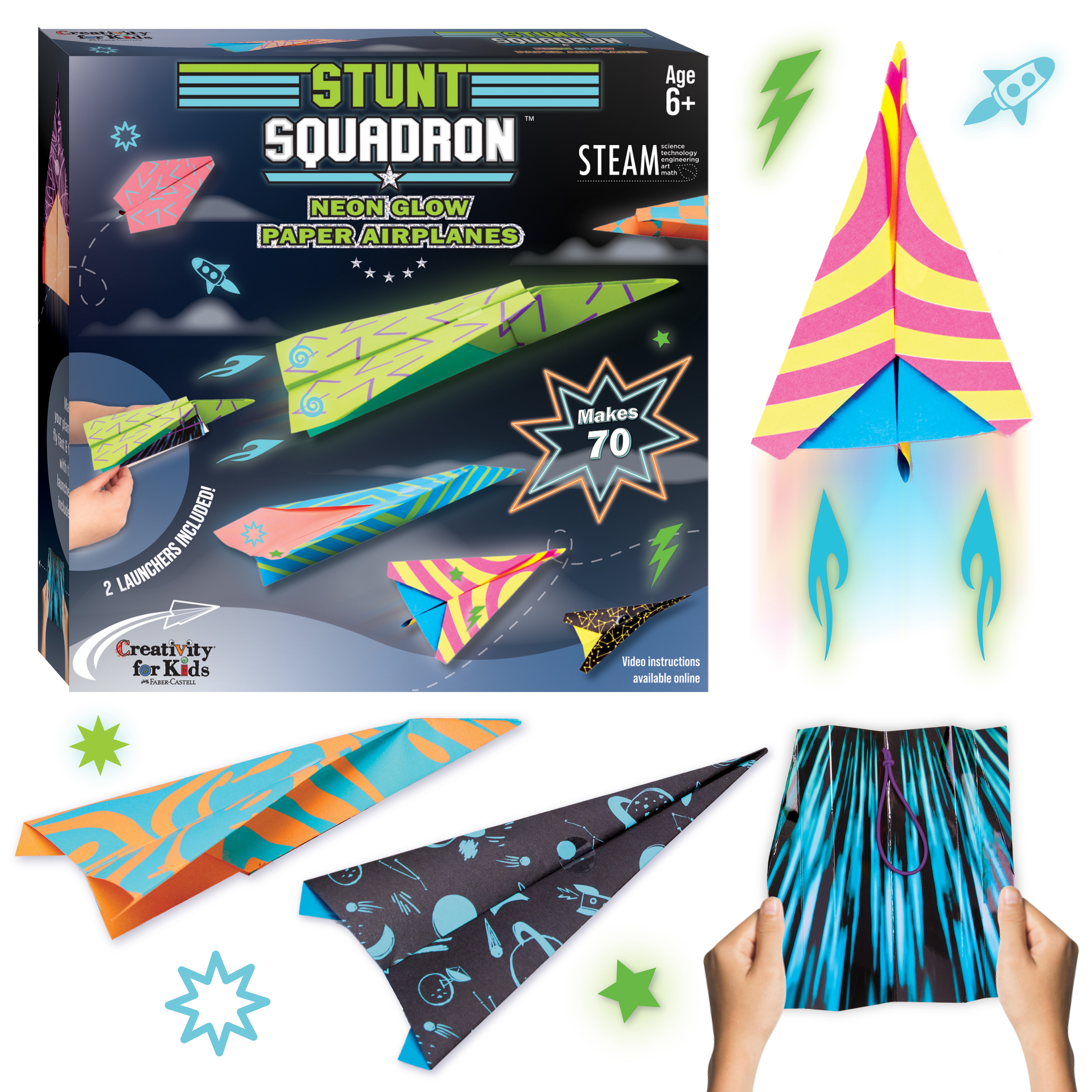 Creativity for Kids Neon Glow Paper Airplanes: Makes 70 Paper Planes ...