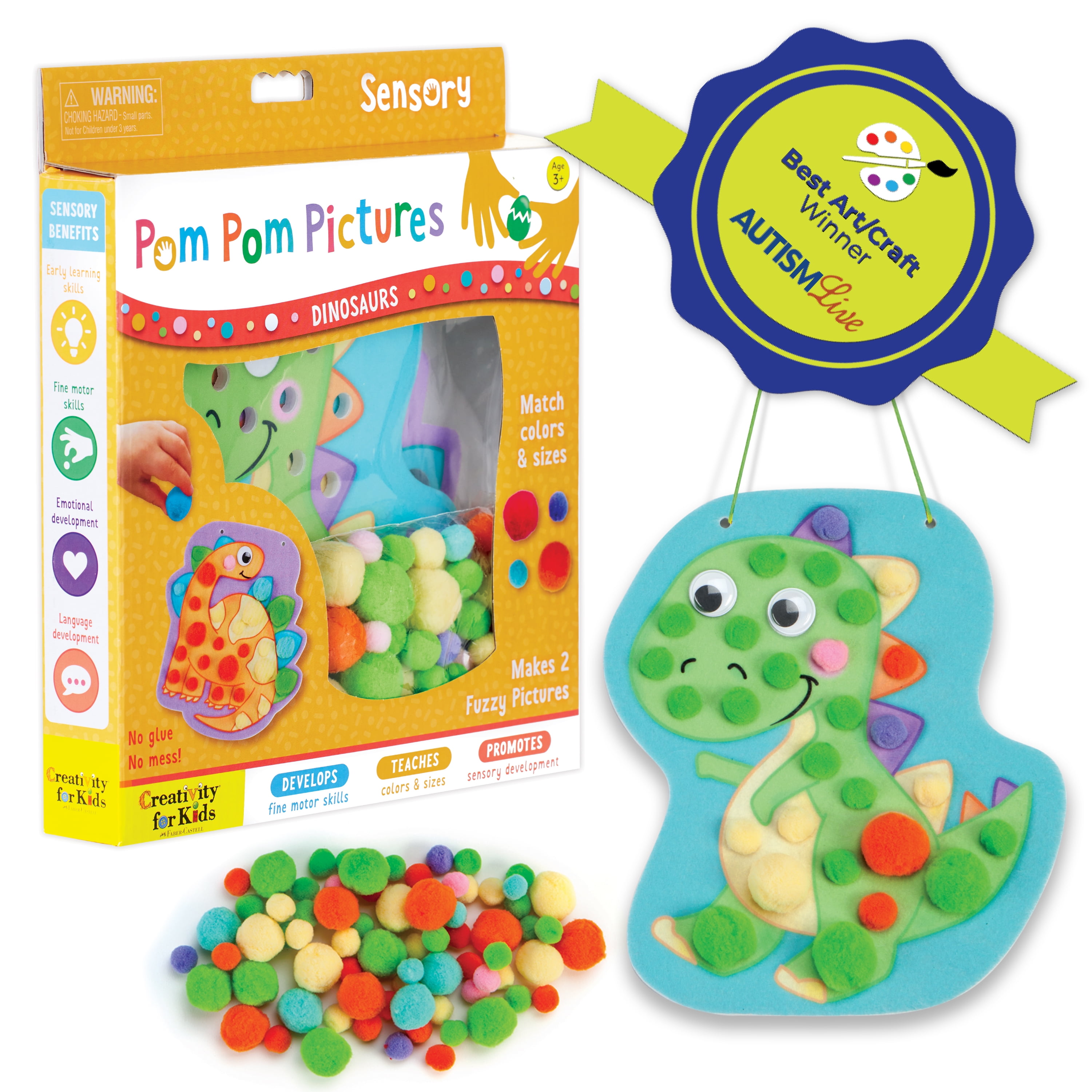 Creativity for Kids Pom Pom Pictures Dinosaurs - Sensory Craft Kit for ...