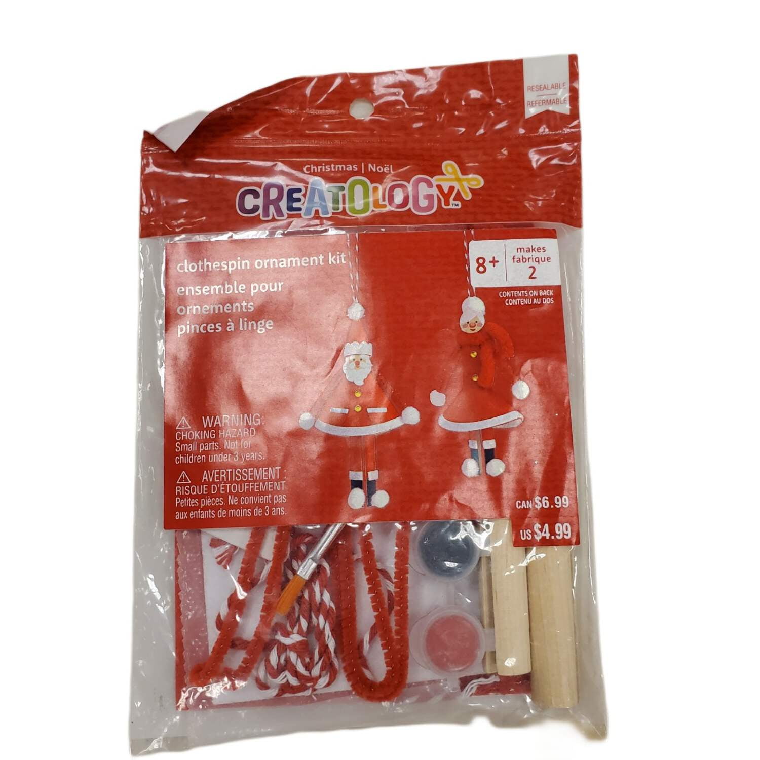 Creatology Christmas CLOTHESPIN ORNAMENT CRAFT KIT MAKES 2 - Walmart.com