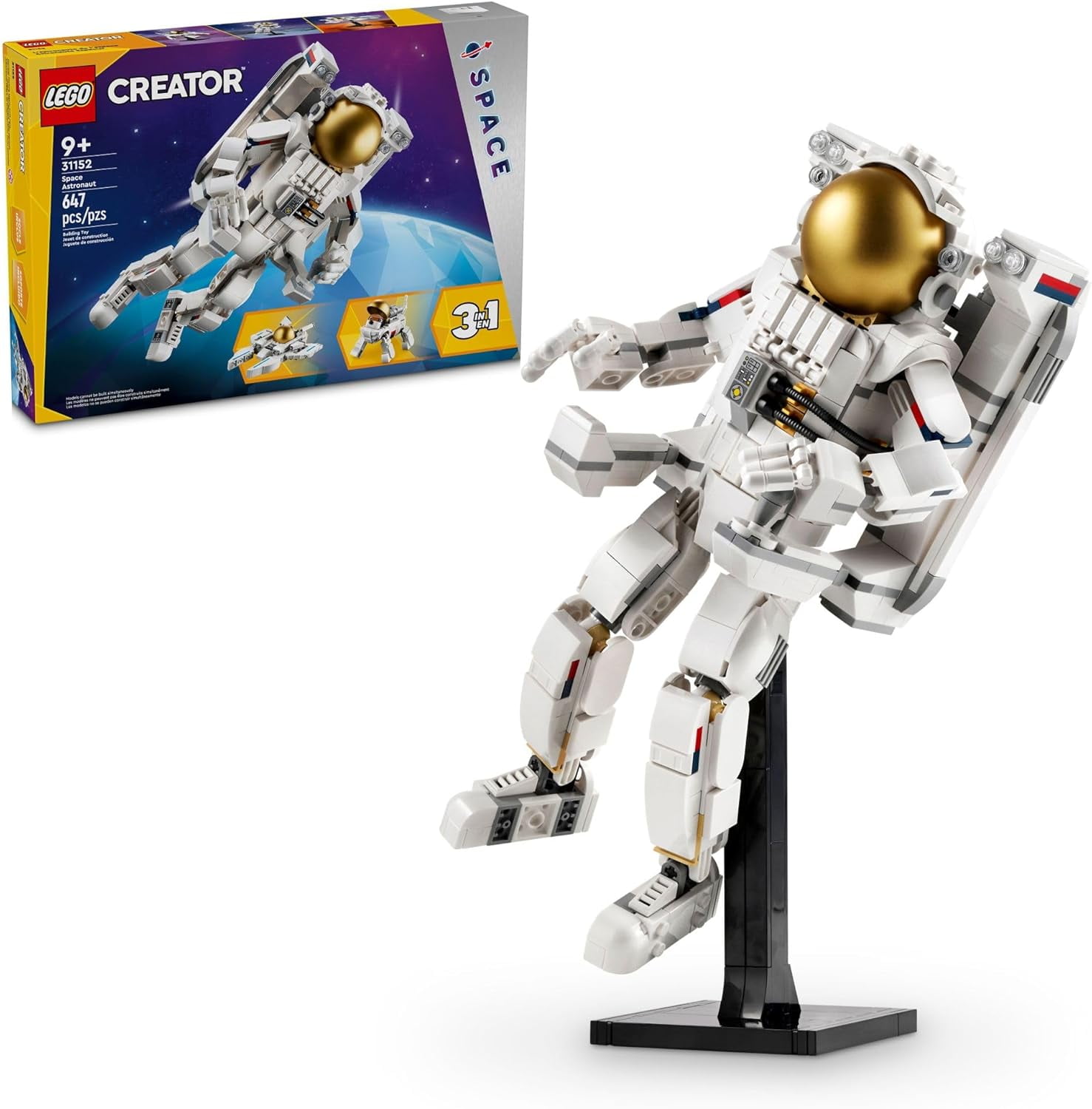 Creator 3 in 1 Space Astronaut Toy, Building Set Transforms from ...