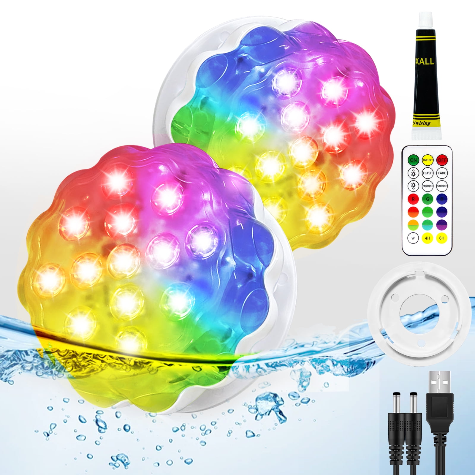 Rechargeable Pool Lights, LED Submersible Lights for Pool Built-in ...