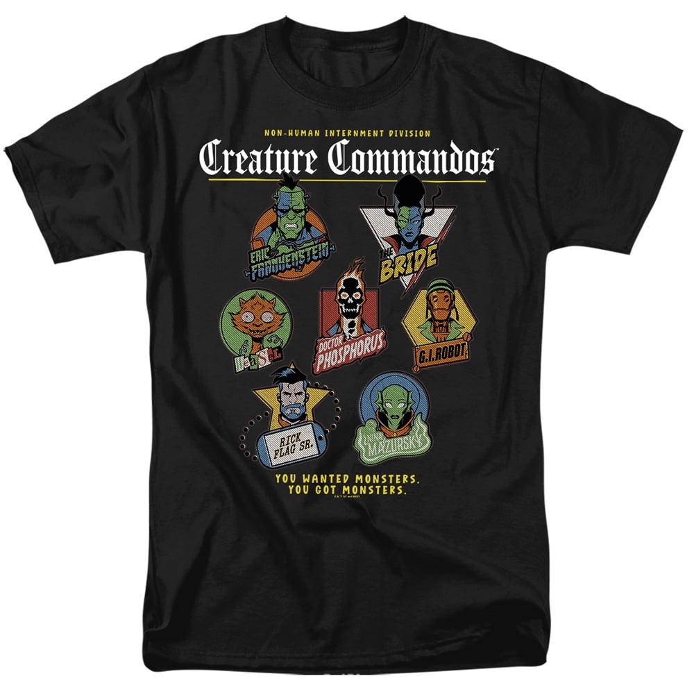 Creature Commandos Badges Unisex Adult T Shirt, Black, 4X-Large ...