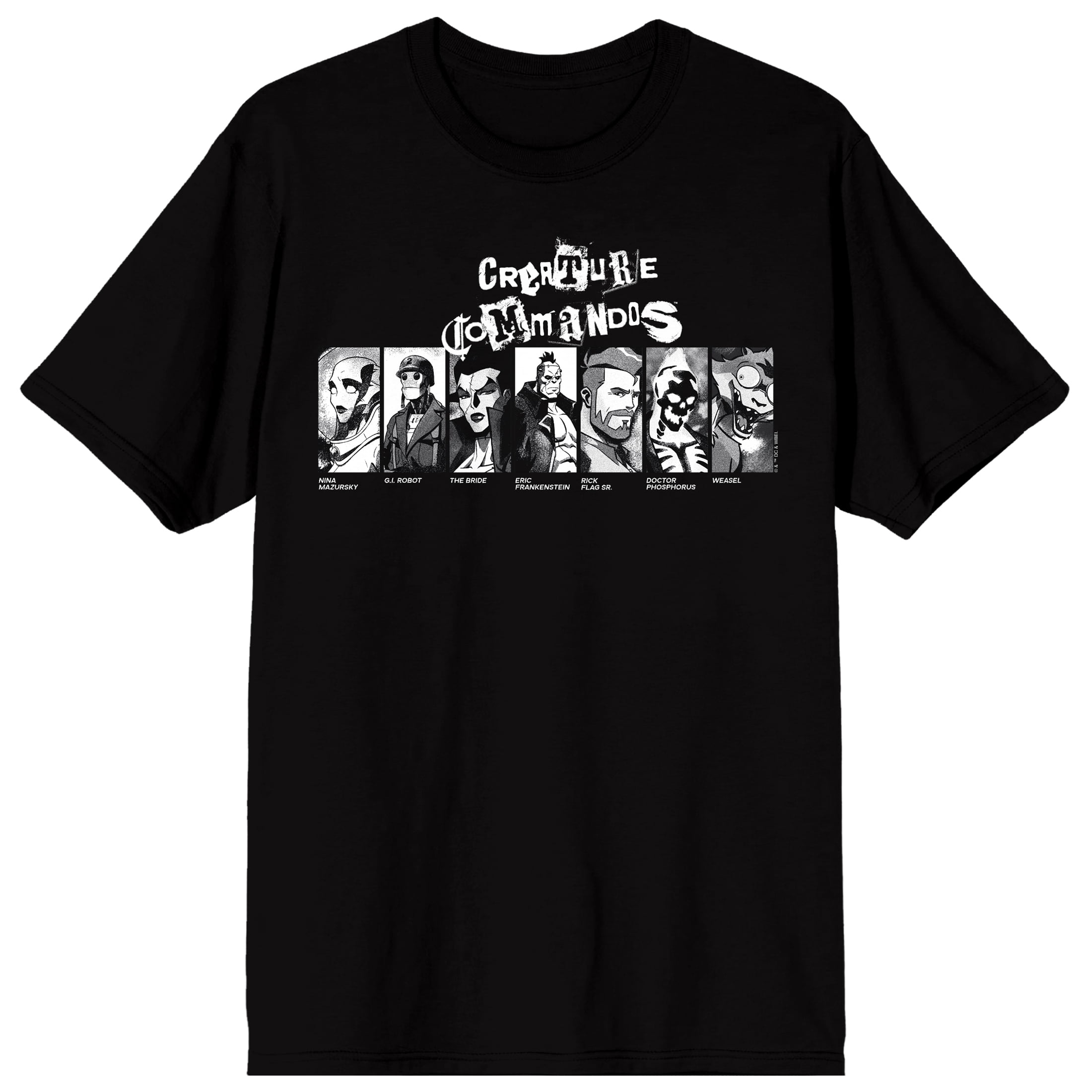 Creature Commandos DC Monster Characters Men's Black Short Sleeve Tee ...