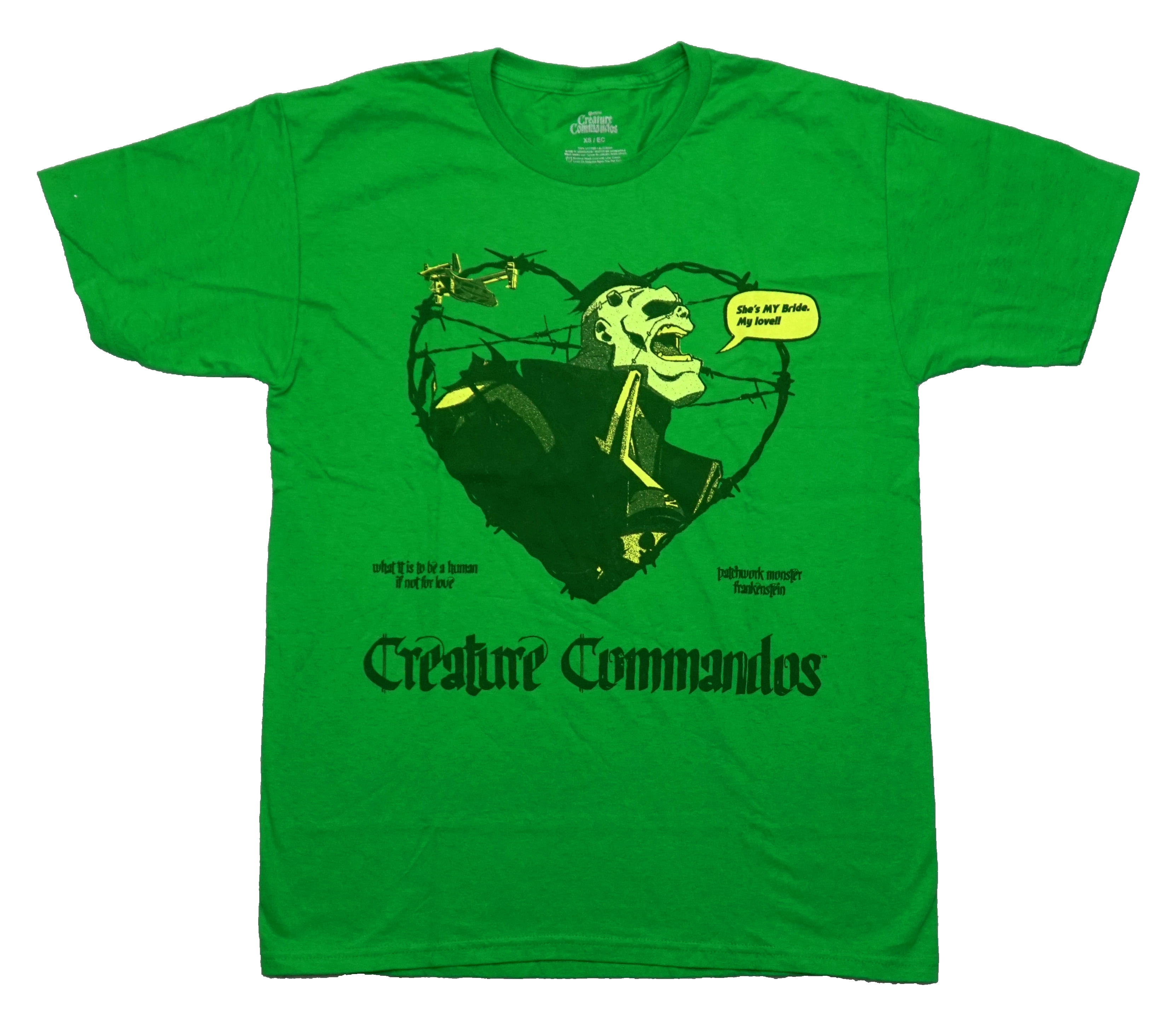 Creature Commandos Mens T-Shirt - Eric Frankenstein Bobbed Wire Heart ...