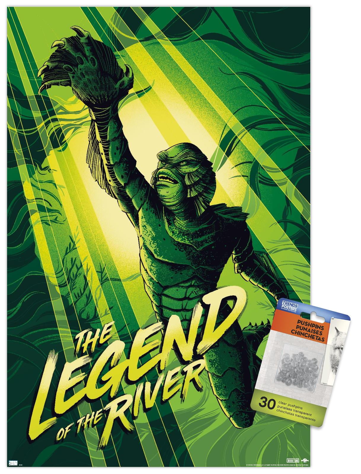 Creature From The Black Lagoon - The Legend Of The River by Cesar Moreno Wall Poster with Push ...