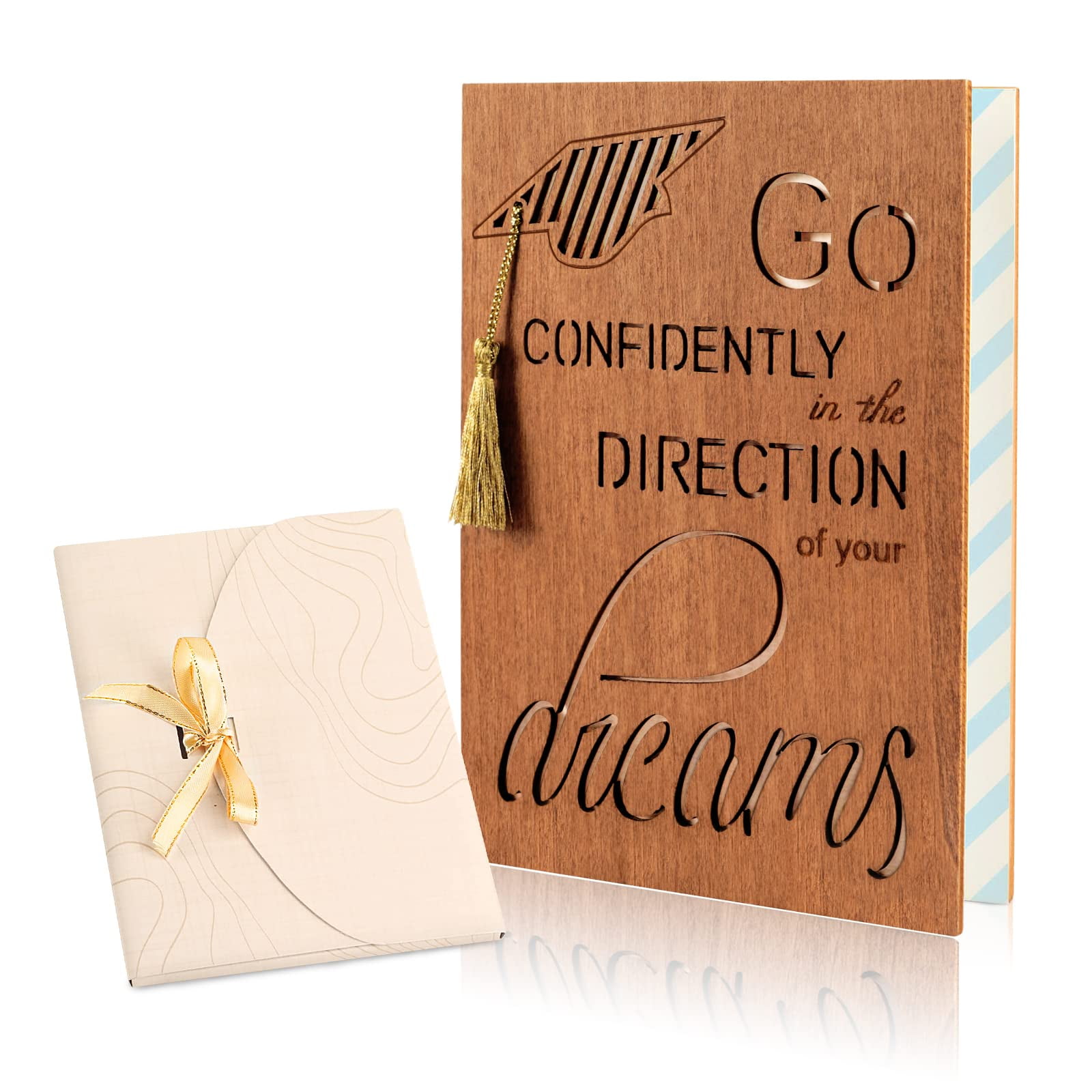Creawoo 3D Wooden Graduation Cards with Gold Tassel, Greeting Cards for ...