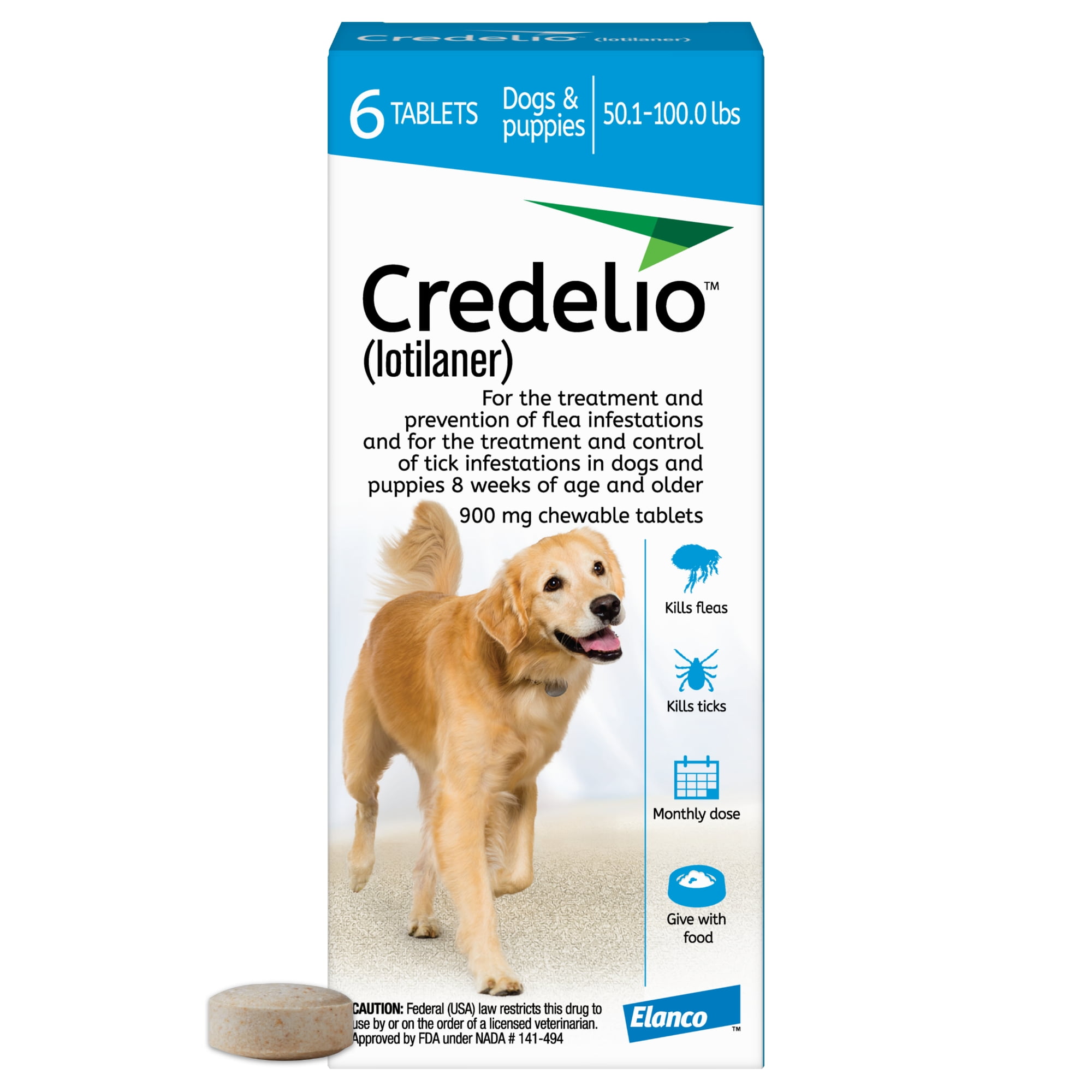 Credelio Tick & Flea Treatment + Flea Infestation Protection for Dogs ...