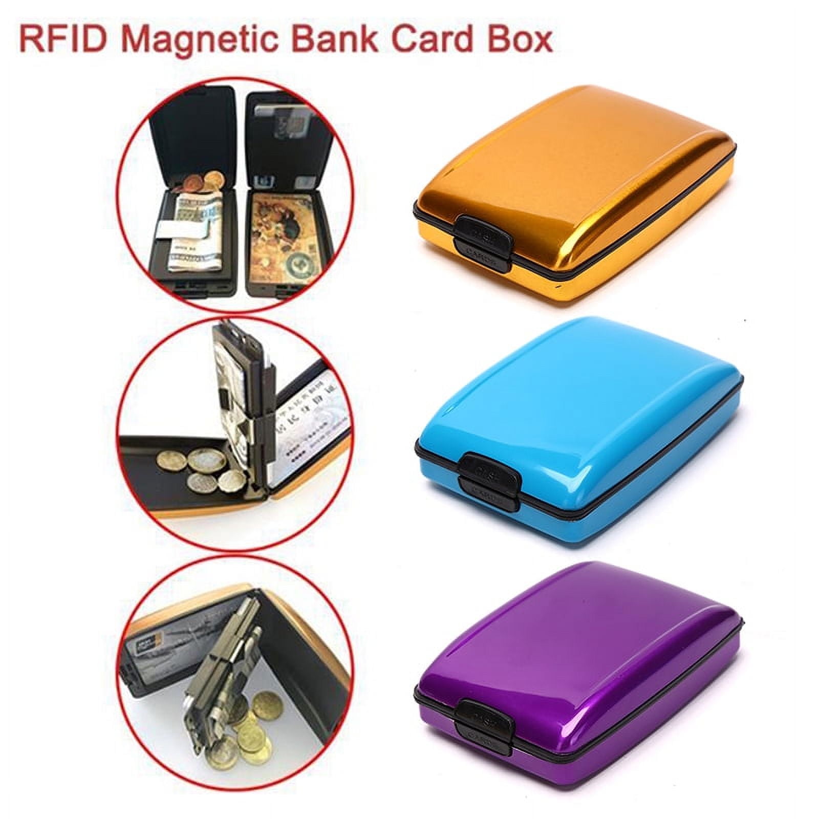 Credit Bank Card Holder Aluminum Wallet RFID Blocking Slim Metal Hard ...