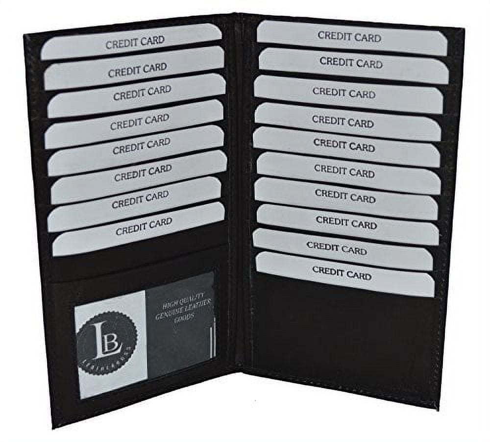 Leatherboss Tall Wallet/Credit Card Case with Picture ID Window & 18 ...