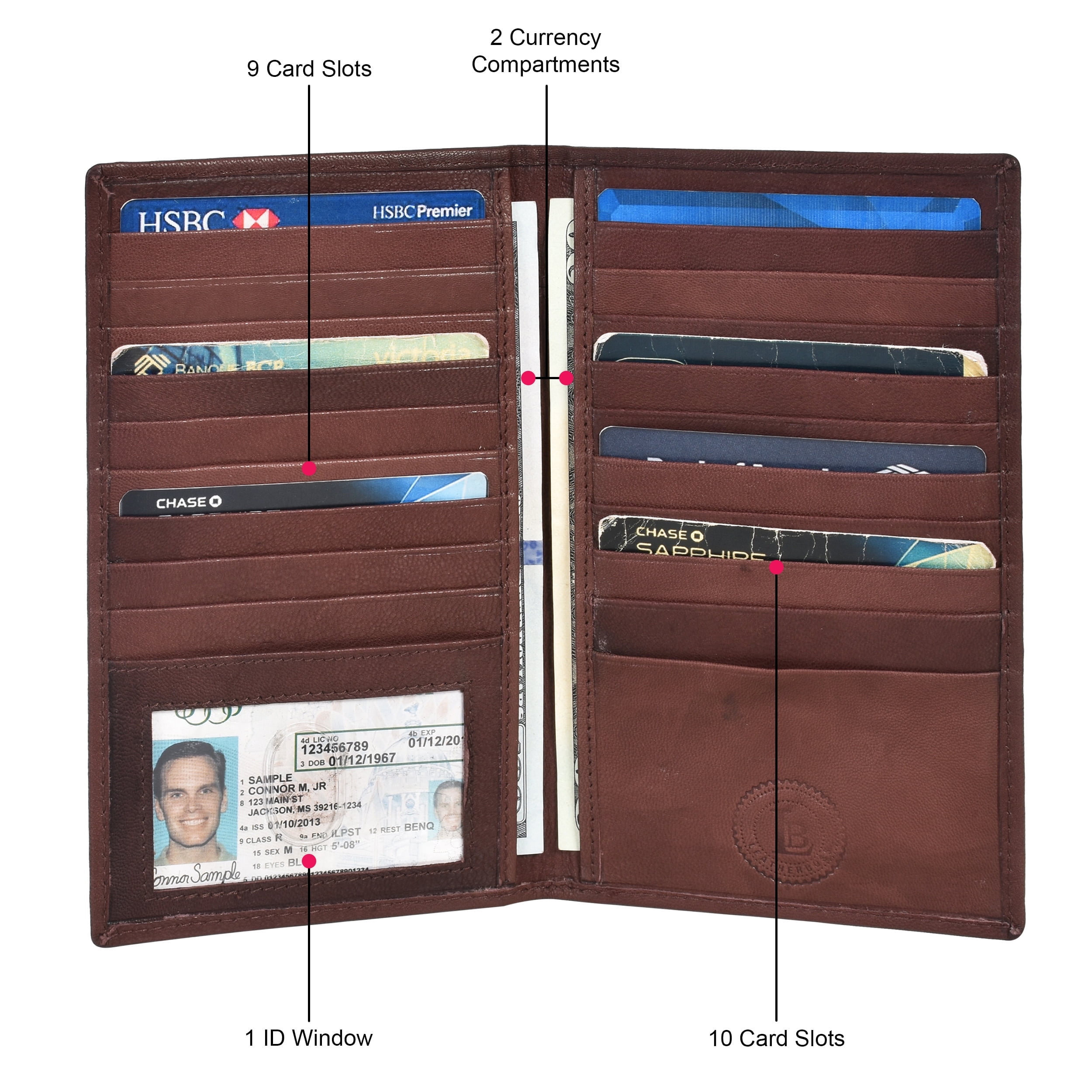 Credit Card Case Tall Wallet with 19 card slots by Leatherboss ...