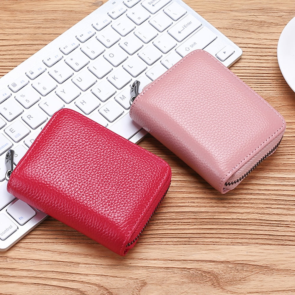 Credit Card Holder RFID Blocking Genuine Leather Mini Credit Card ...