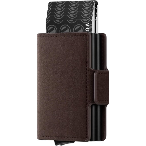 Credit Card Holder RFID Blocking Leather Automatic Pop Up Wallet Wallet ...