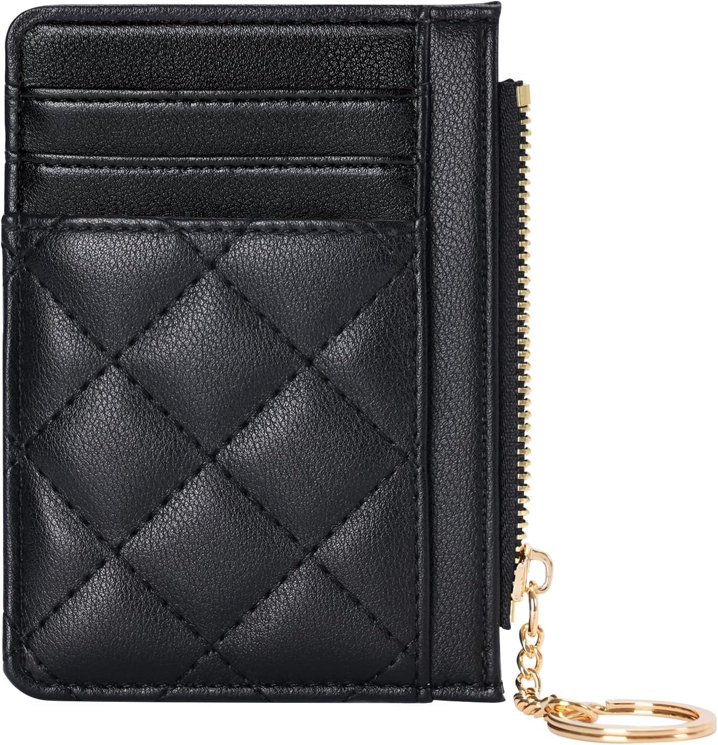 Credit Card Holder, Slim Keychain Wallet with Zipper Coin Pocket Front ...