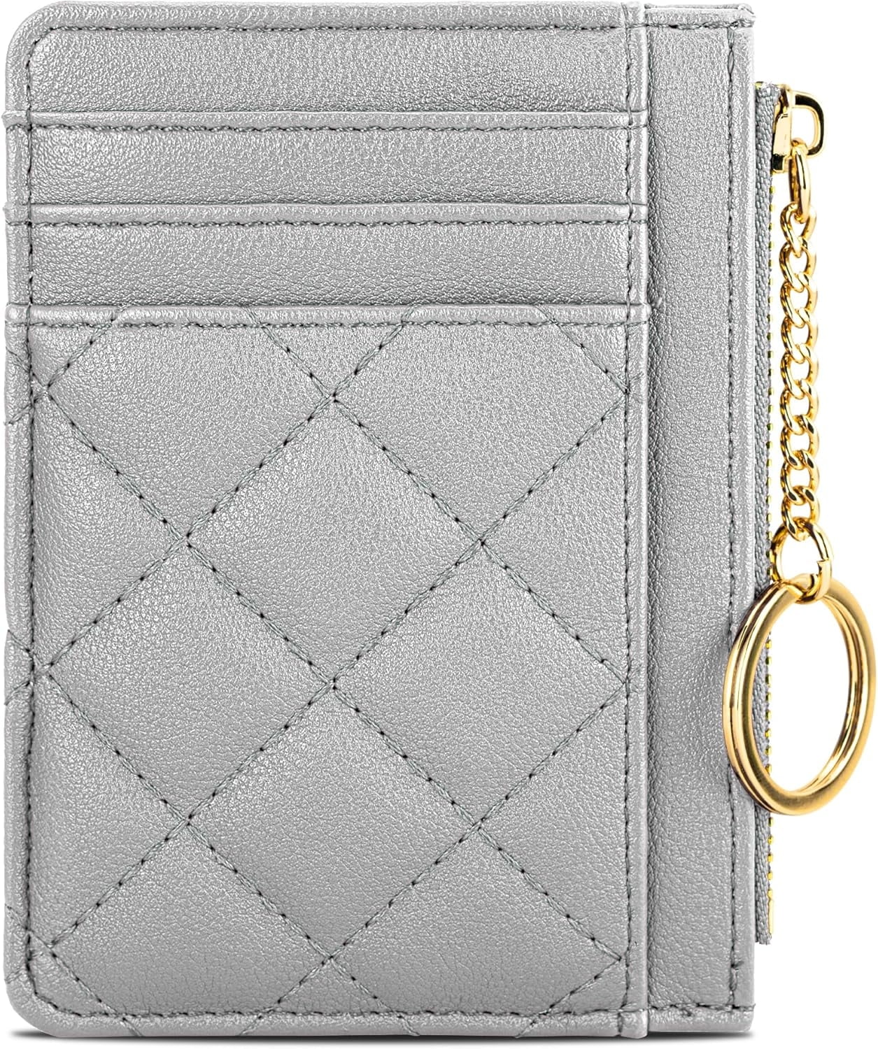 Credit Card Holder, Slim Keychain Wallet with Zipper Coin Pocket Front ...