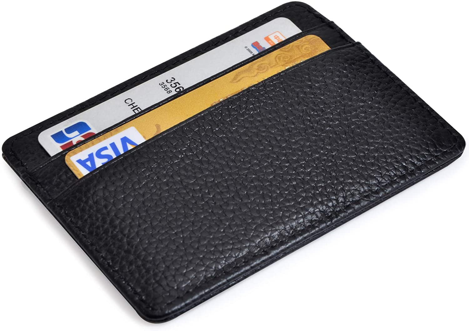 Credit Card Holder Slim Wallet Leather Minimalist Wallet with ID Window ...