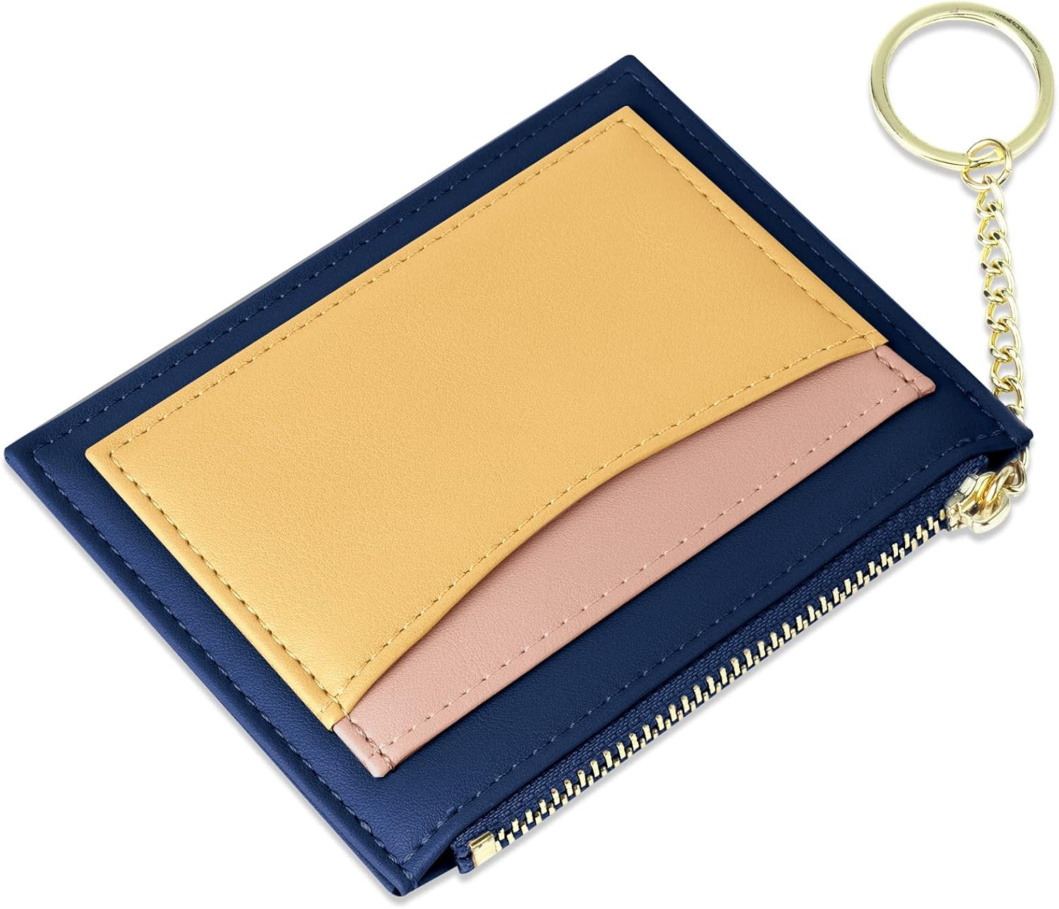 Credit Card Holder Wallet, Minimalist Leather Slim Change Wallet Zipper ...