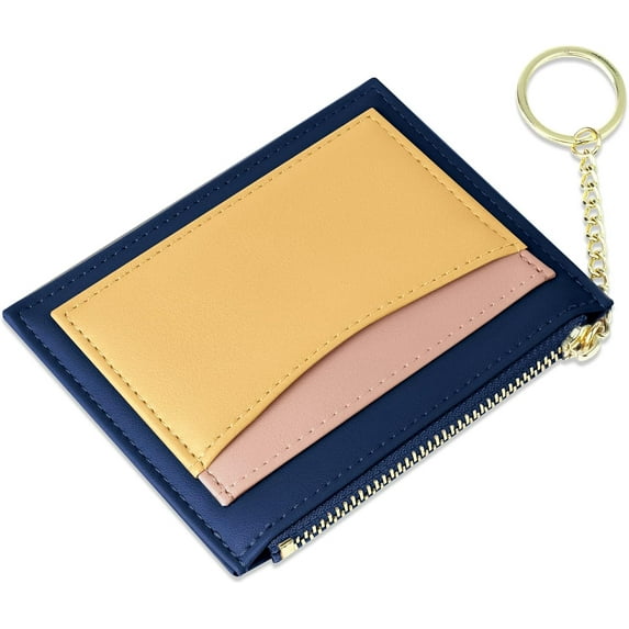 Credit Card Holder Wallet, Minimalist Leather Slim Change Wallet Zipper ...